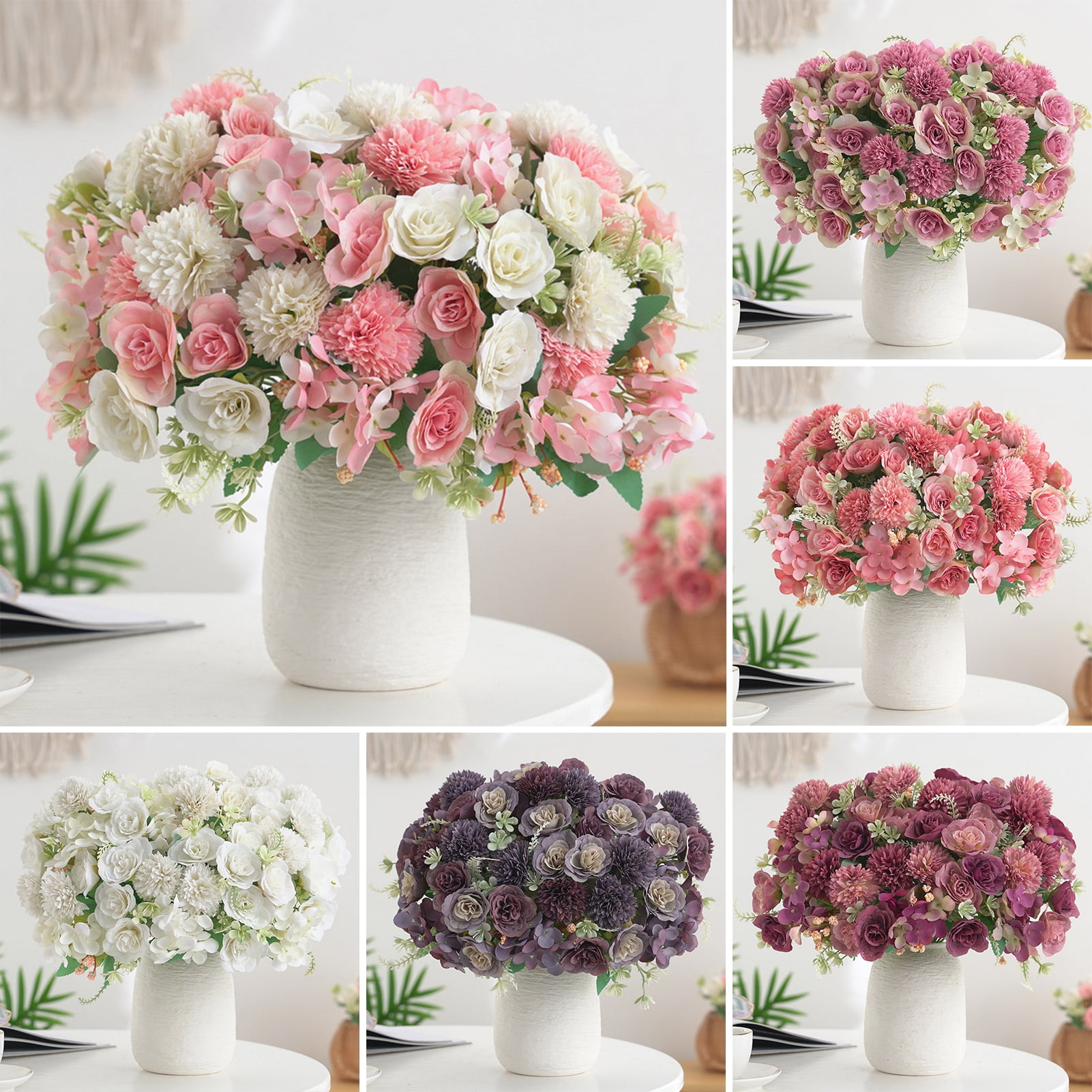sunsanly Artificial Rose Flower with Stem Realistic Home Office Table ...