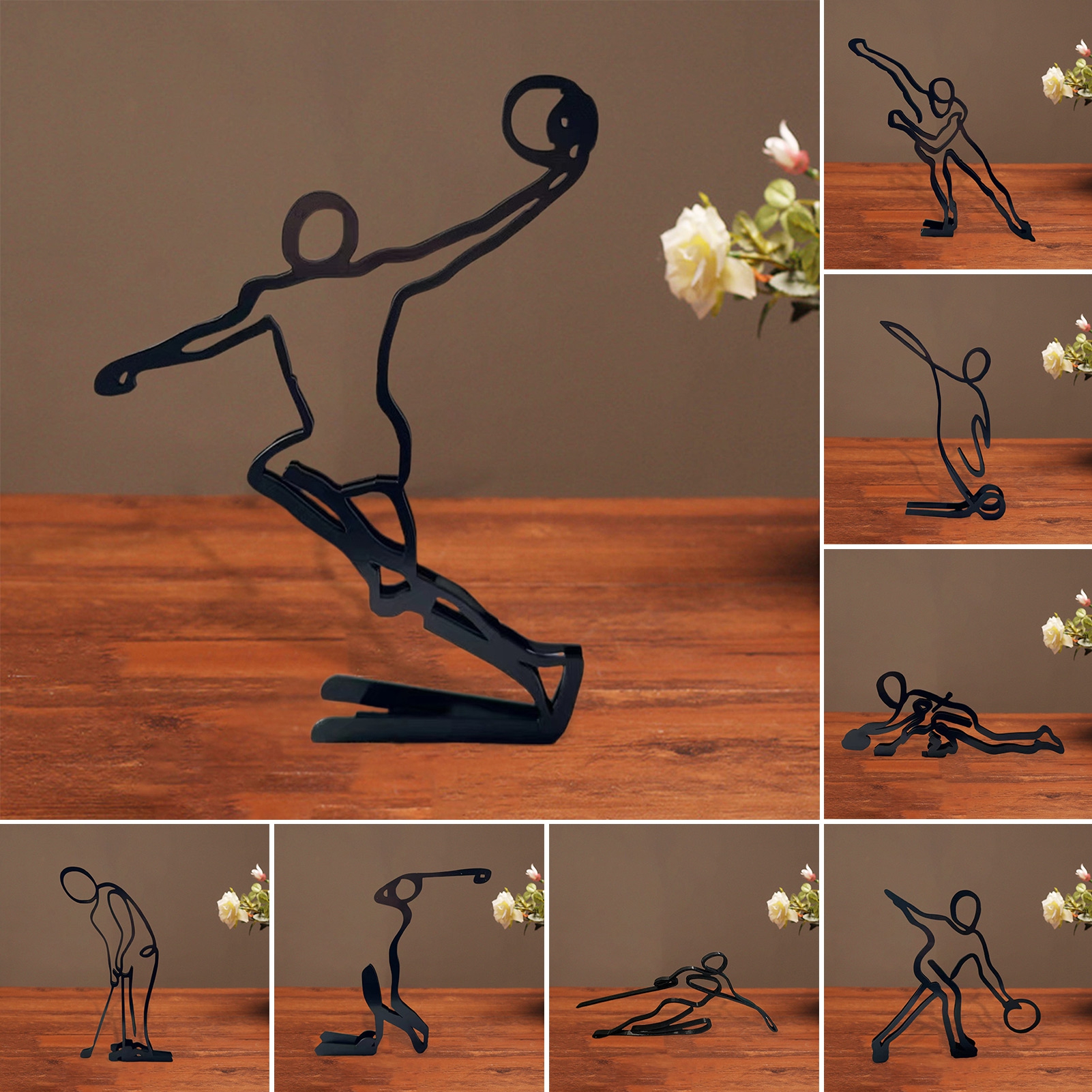 sunsanly Athlete Wire Figurine Minimalist Abstract Iron Wire Sportsmen ...