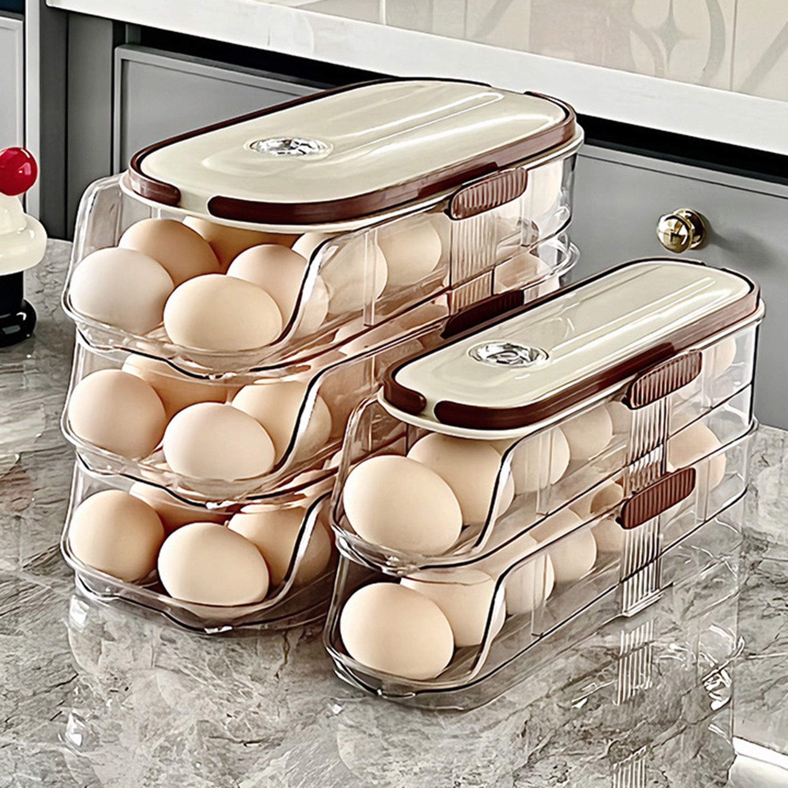 sunsanly Automatic Rolling Egg Container Fridge Storage Box Food Grade ...