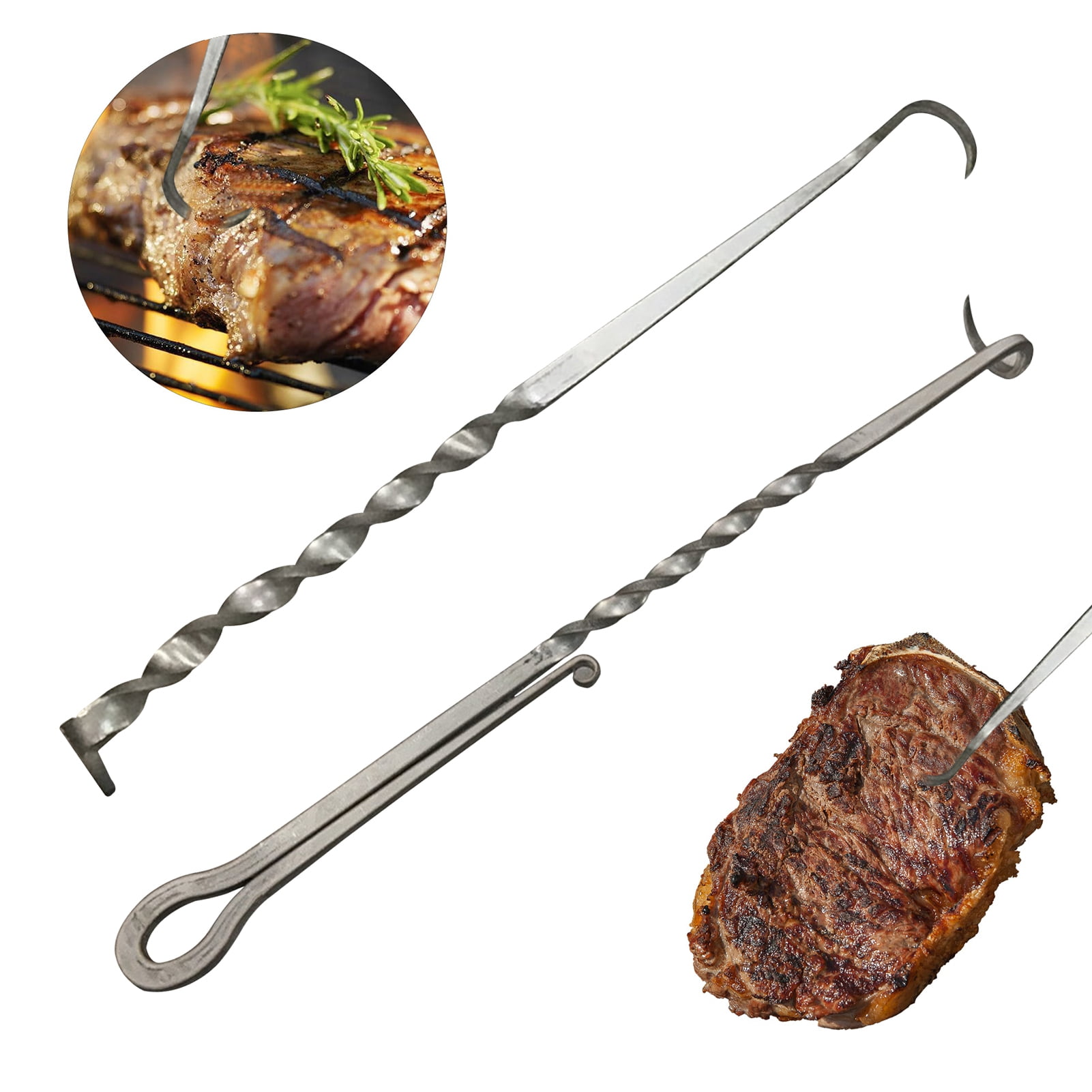 sunsanly BBQ Food Flipper And Meat Hook Heavy Duty Grill Turner for ...