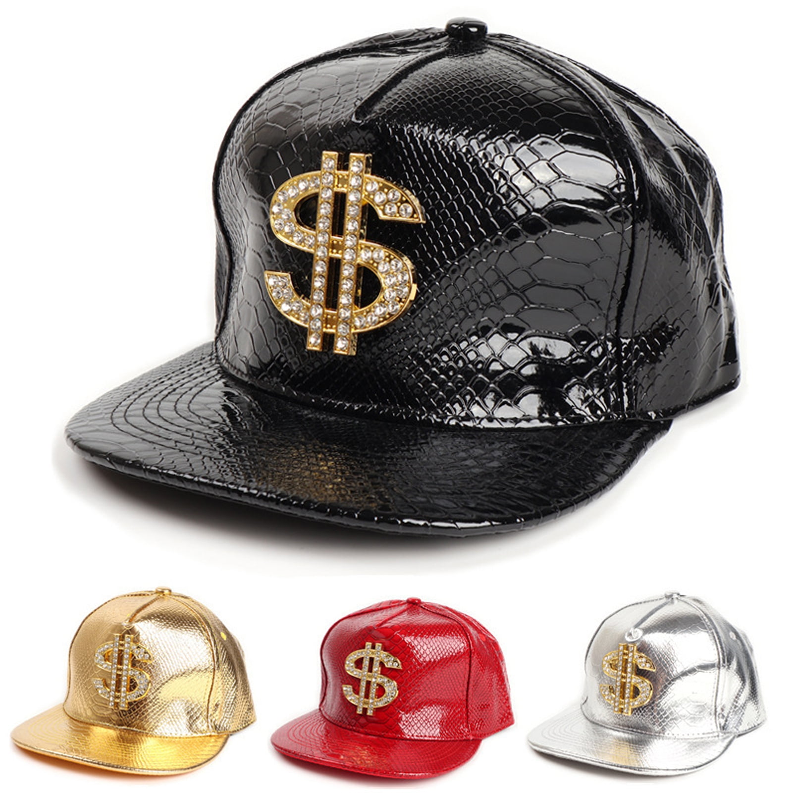 sunsanly Baseball Cap Hip Hop Crocodile Skin Texture Rhinestone Decor ...