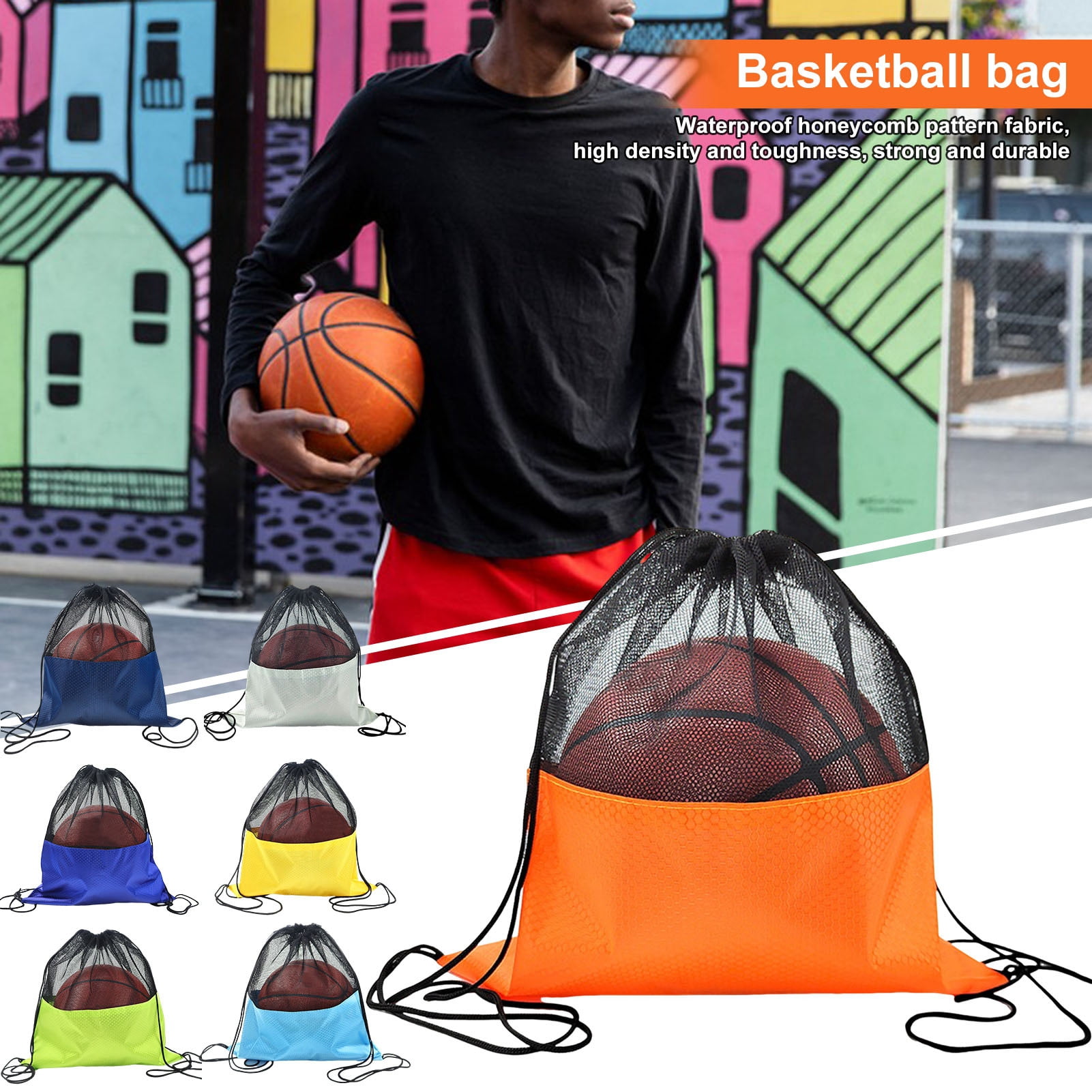 sunsanly Basketball Storage Bag Sports Gym Backpack Drawstring Design ...