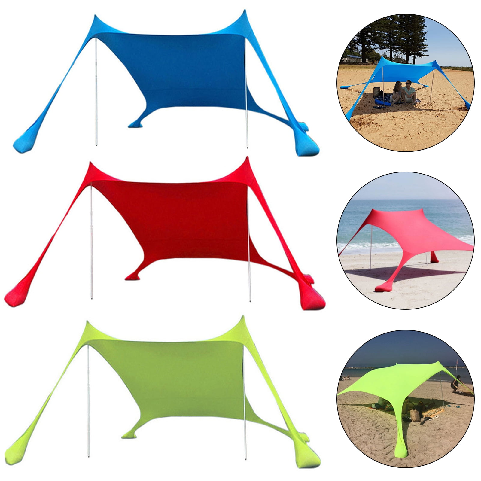 sunsanly Beach Tent Sun Shelter with Ground Pegs Anti-Wind Ropes Set UV ...