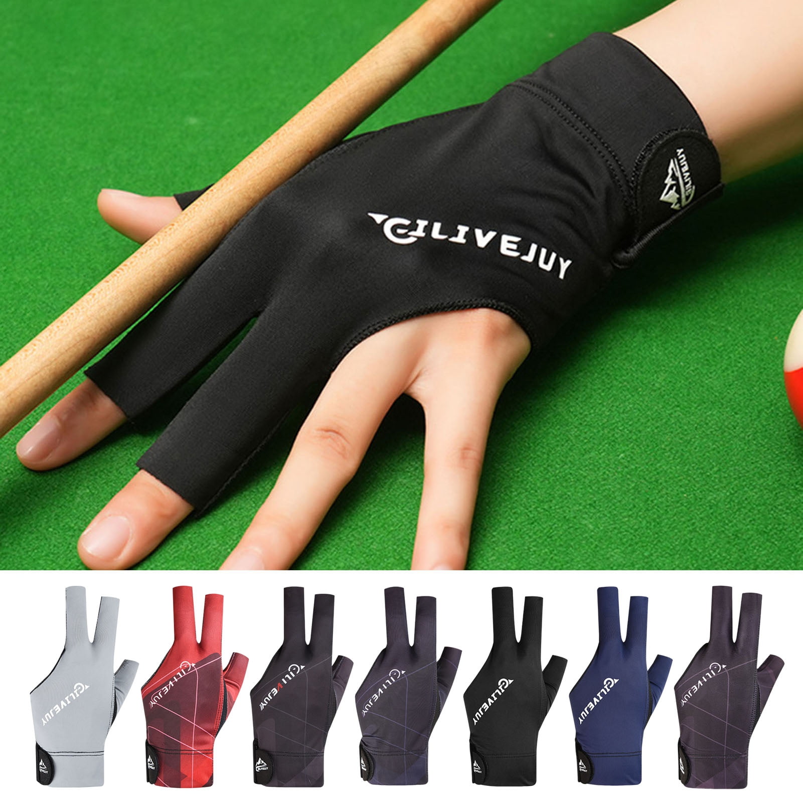 sunsanly Billiard Pool Gloves for Left Hand Breathable Three Finger Cue ...