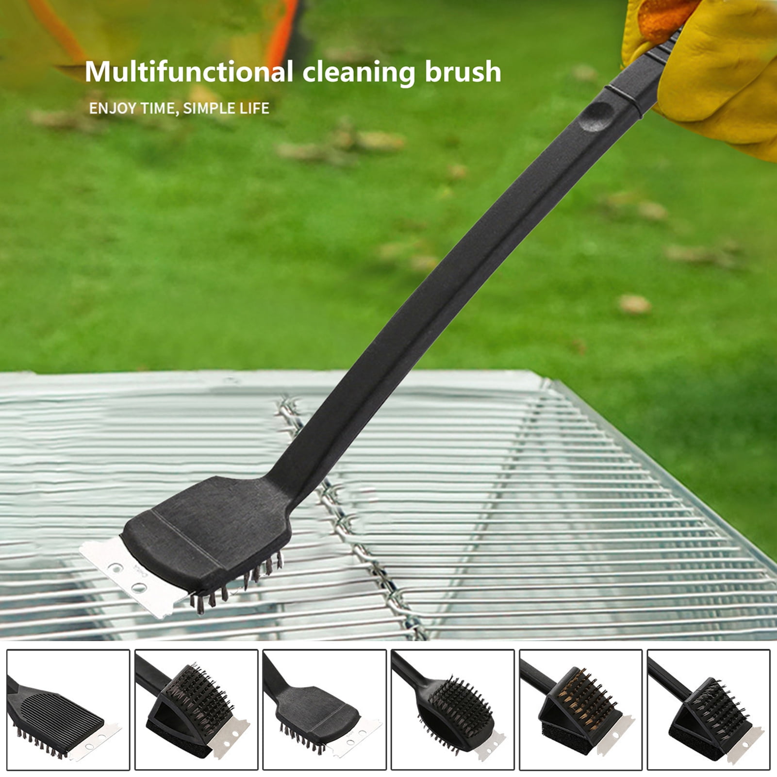 sunsanly Bristle Free Grill Brush with Steam Stainless Steel Scraper ...