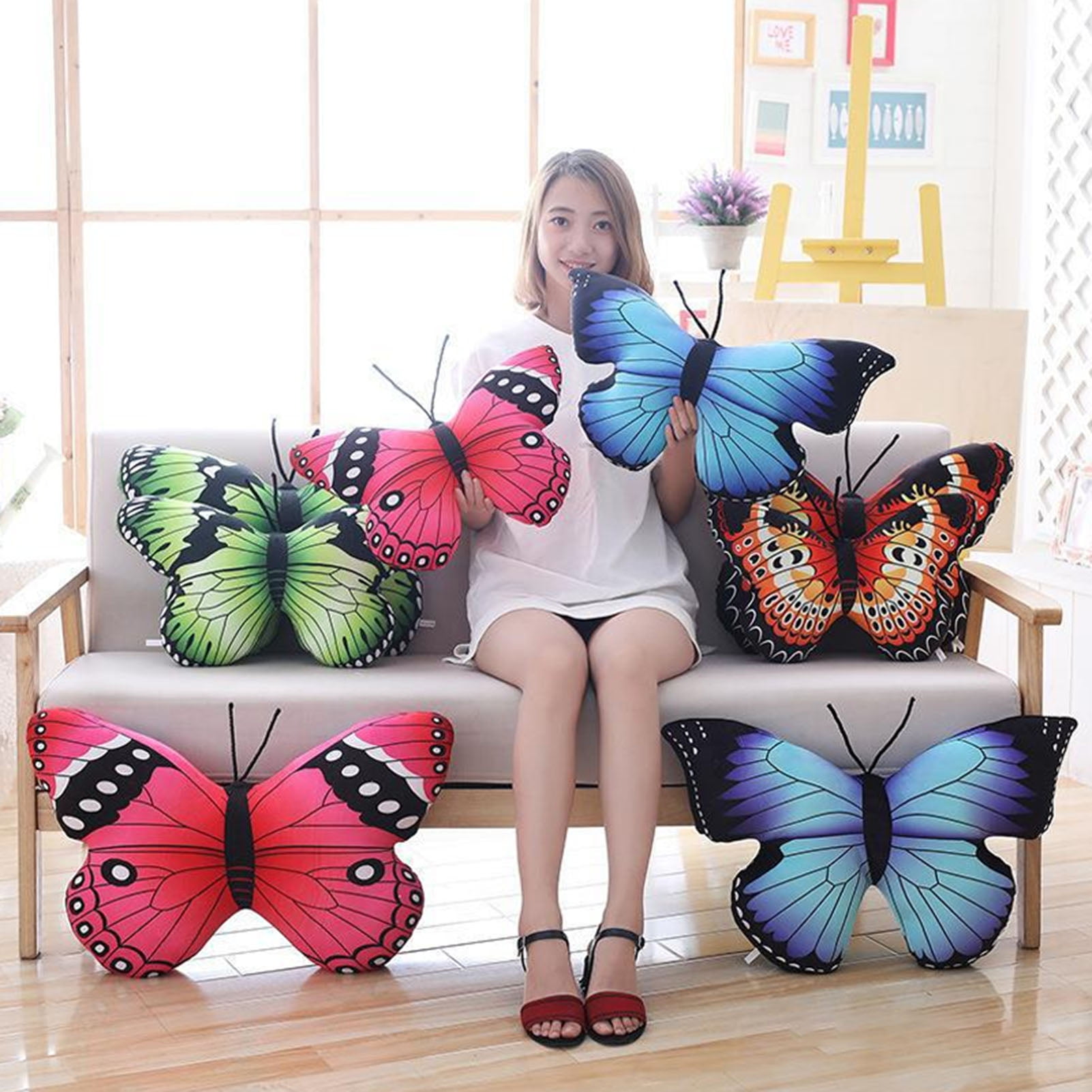 sunsanly Butterfly Plush Pillow Vivid Look Soft PP Cotton Filling ...