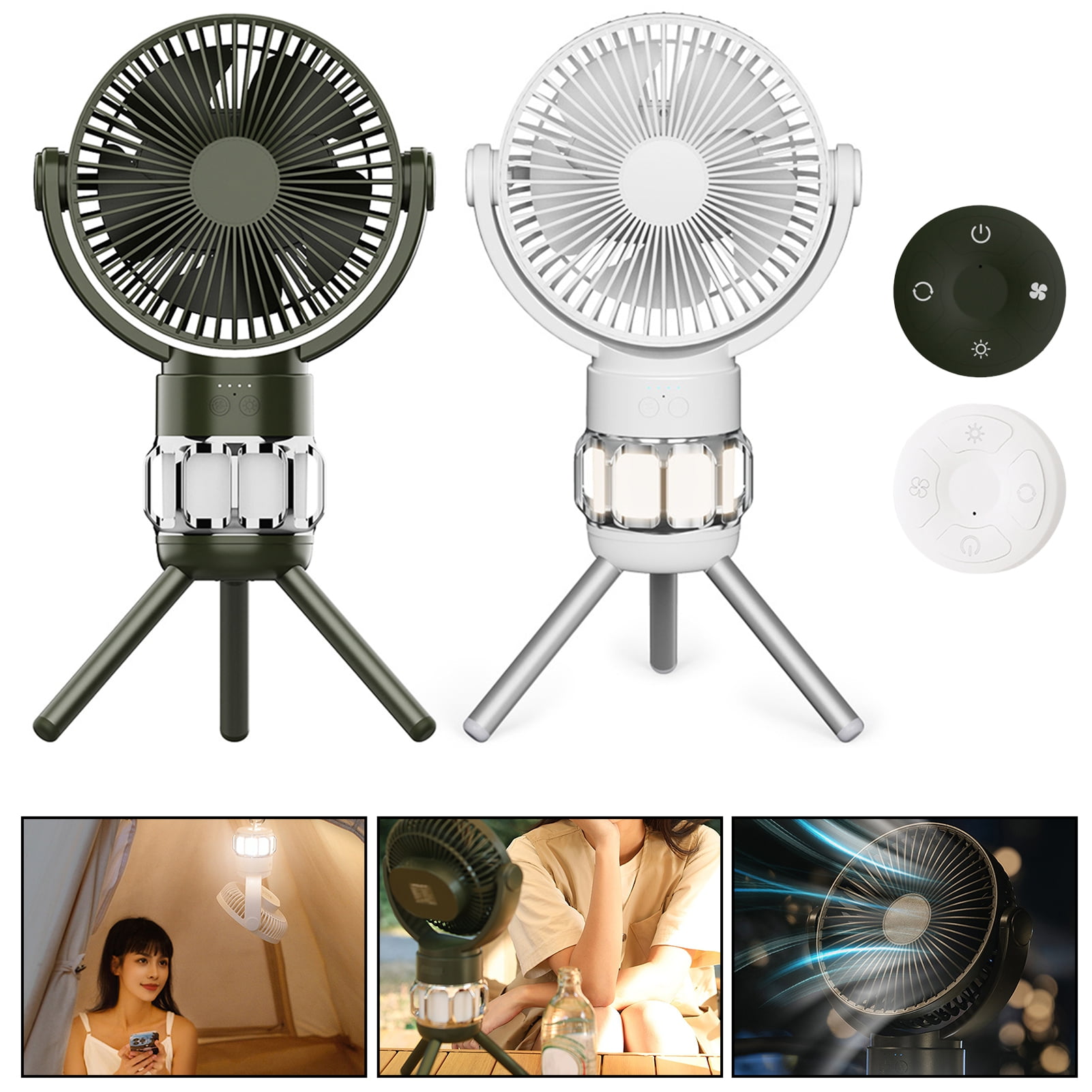 sunsanly Camping Fan with LED Light 3 Speed Settings Strong Airflow Low ...