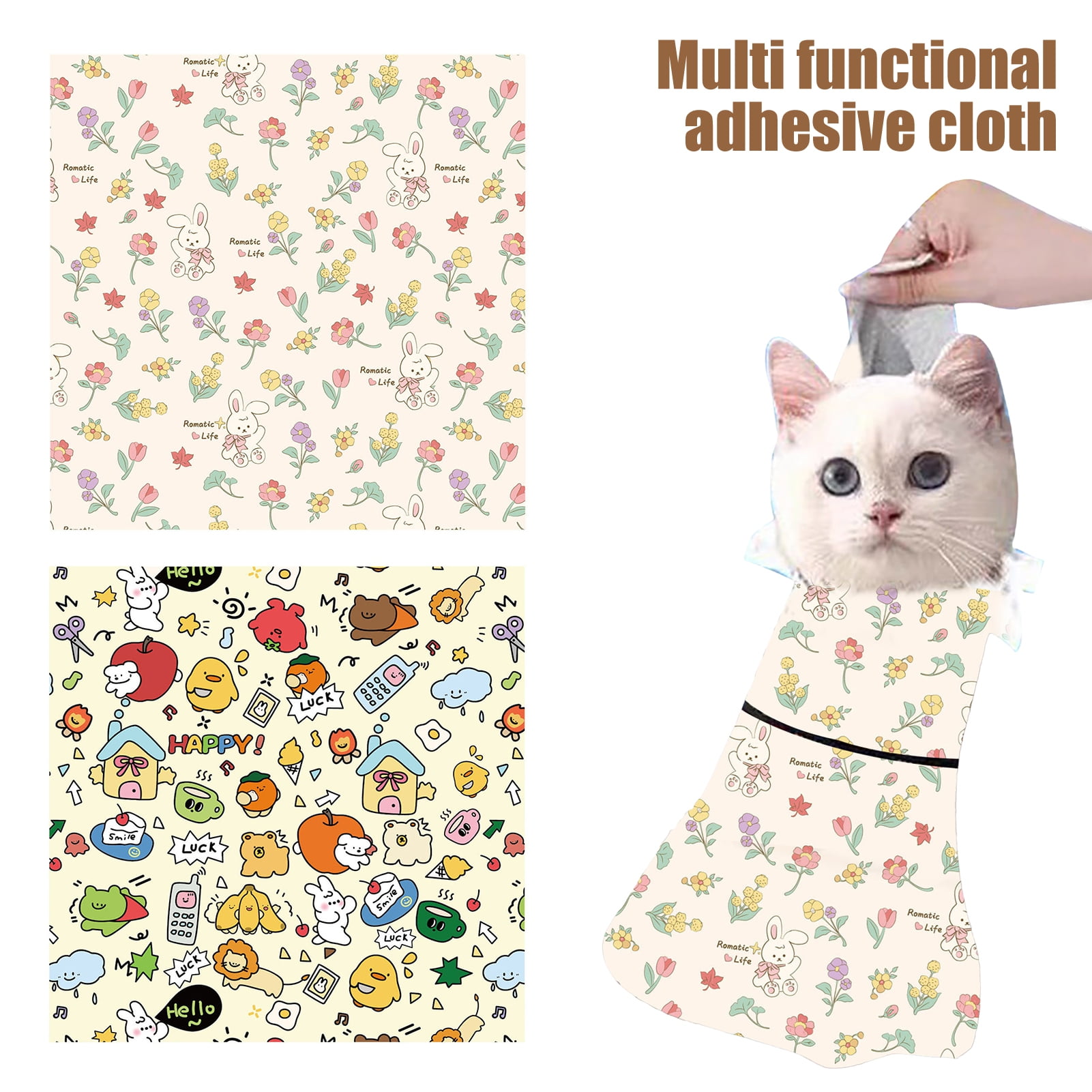 sunsanly Cat Grooming Wrap Self-Adherent Cat Calming Wrap Anti-Bite ...