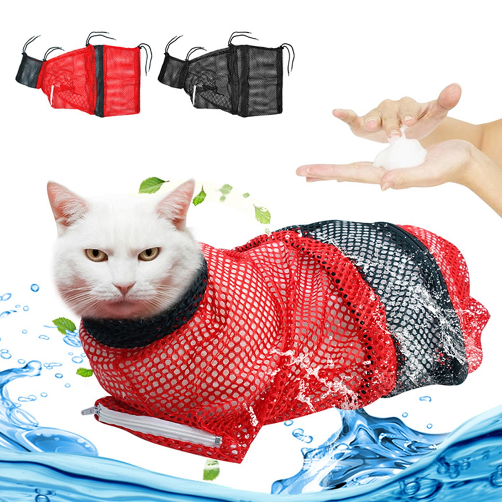 sunsanly Cat Mesh Bathing Bag Adjustable Pet Shower Restraint Bag ...