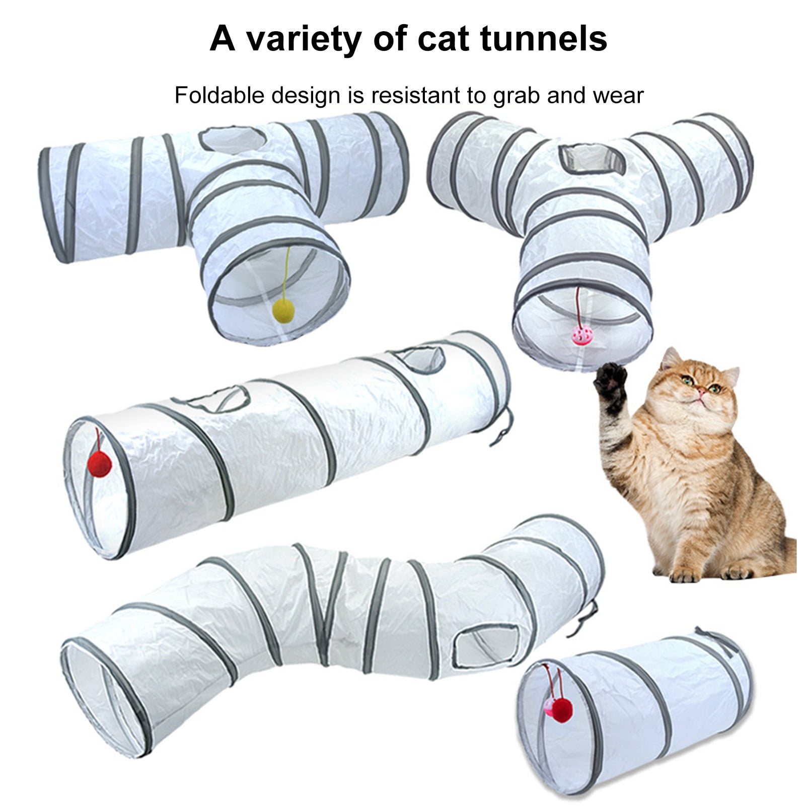 sunsanly Cat Tunnel Toy S-Shaped T-shaped Y-shaped Straight Collapsible ...