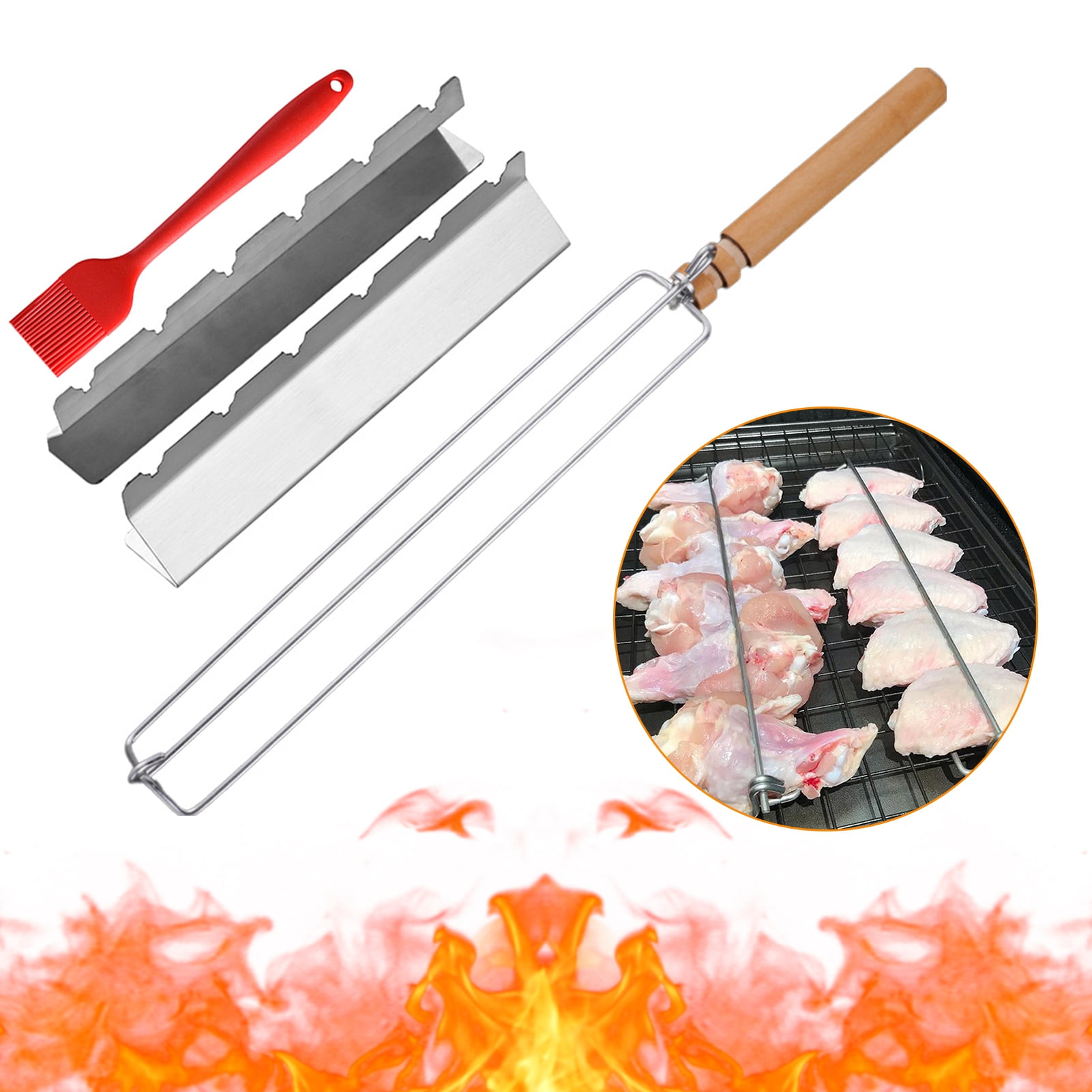 sunsanly Chicken Wing Rack for Grilling Metal BBQ Fork Wing Racks Clamping Wing Holder Barbecue ...