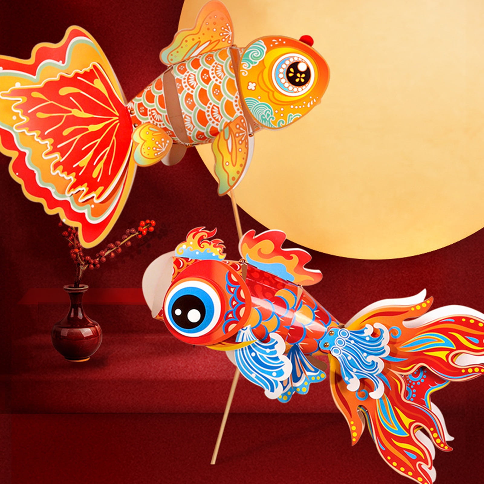sunsanly Chinese Style Fish Lantern Handmade LED Light-up Goldfish ...