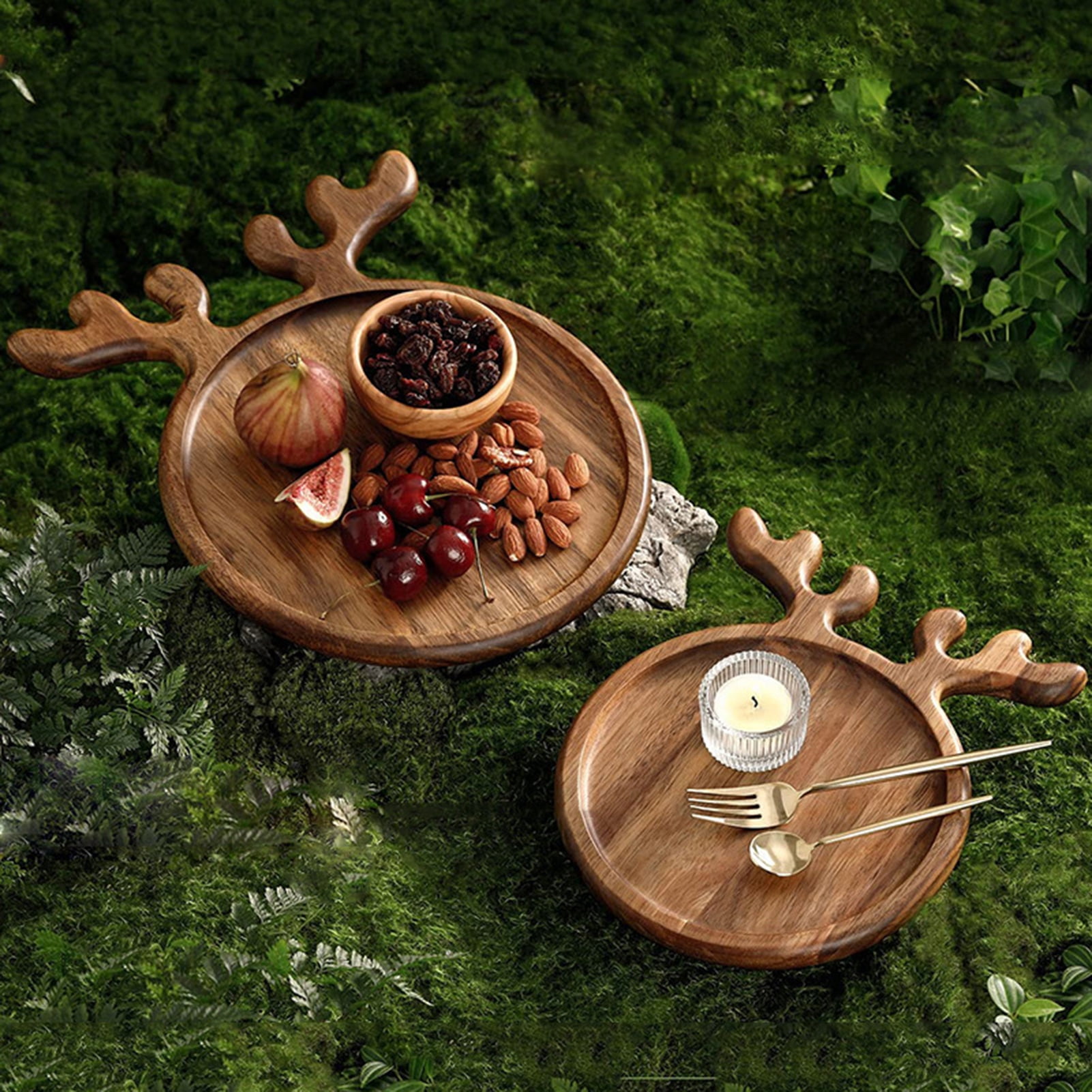 sunsanly Christmas Antler Wood Plate for Food Presentation Elegant ...