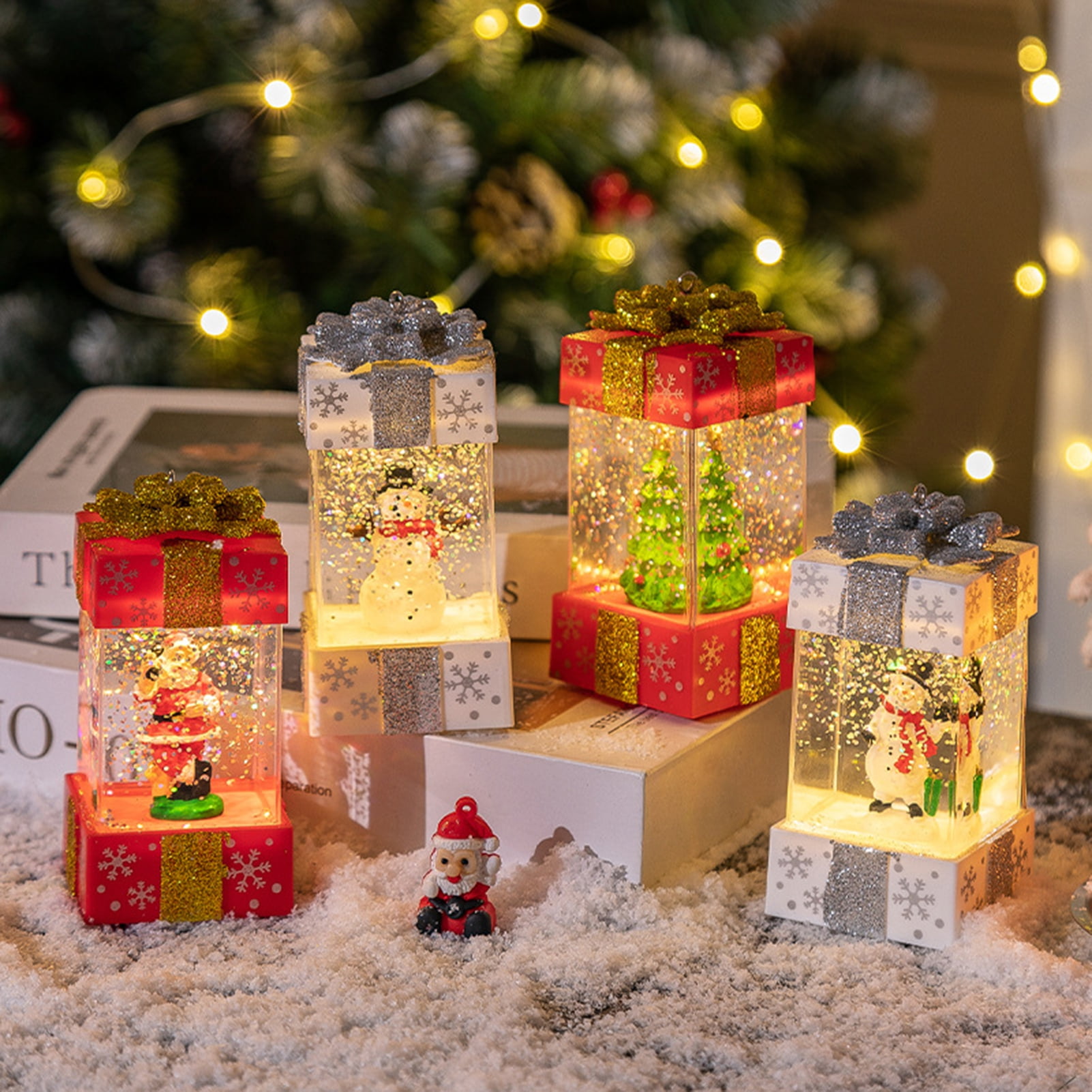 sunsanly Christmas Lamp Glowing Christmas Gift Box Ornament Battery ...