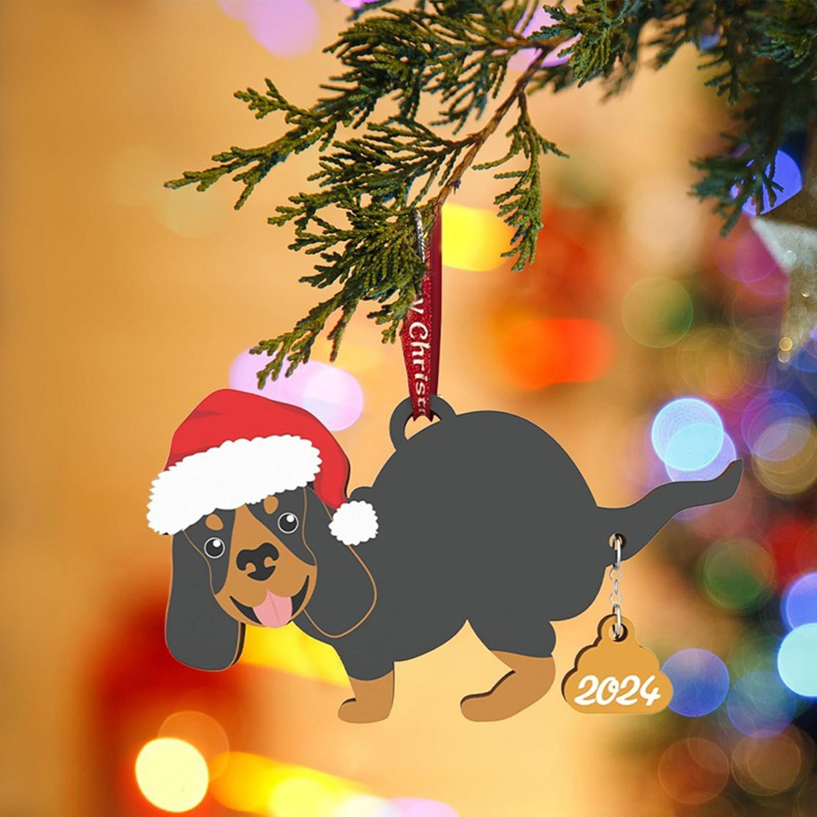 sunsanly Christmas Pooping Dog Ornament Wooden Dog Poop Decoration ...