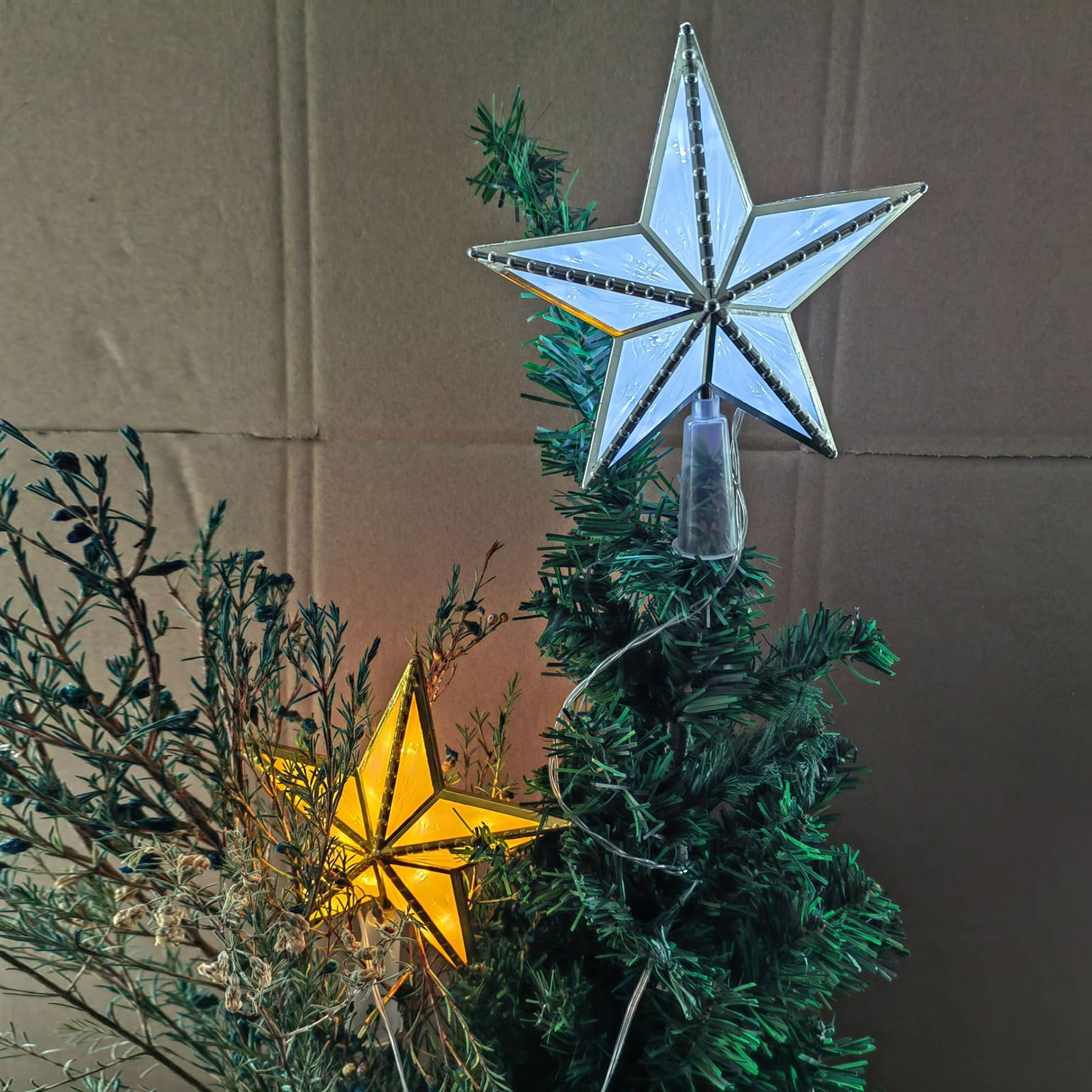 sunsanly Christmas Tree Topper Star Waterproof Soft Lighting Battery ...