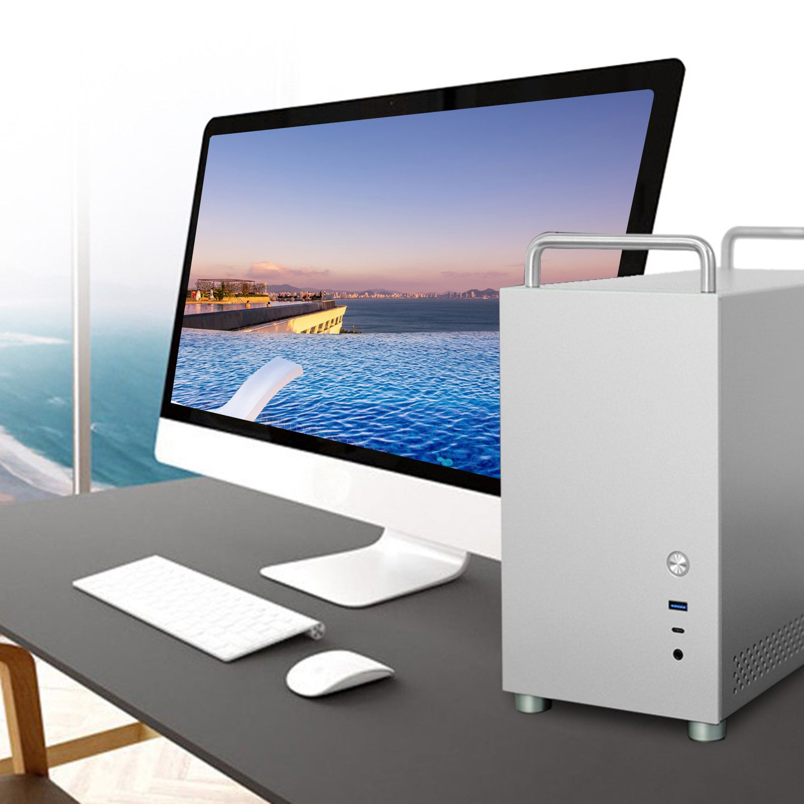 sunsanly Computer Case with Handle Supporting MATX Motherboard 13.3L ...