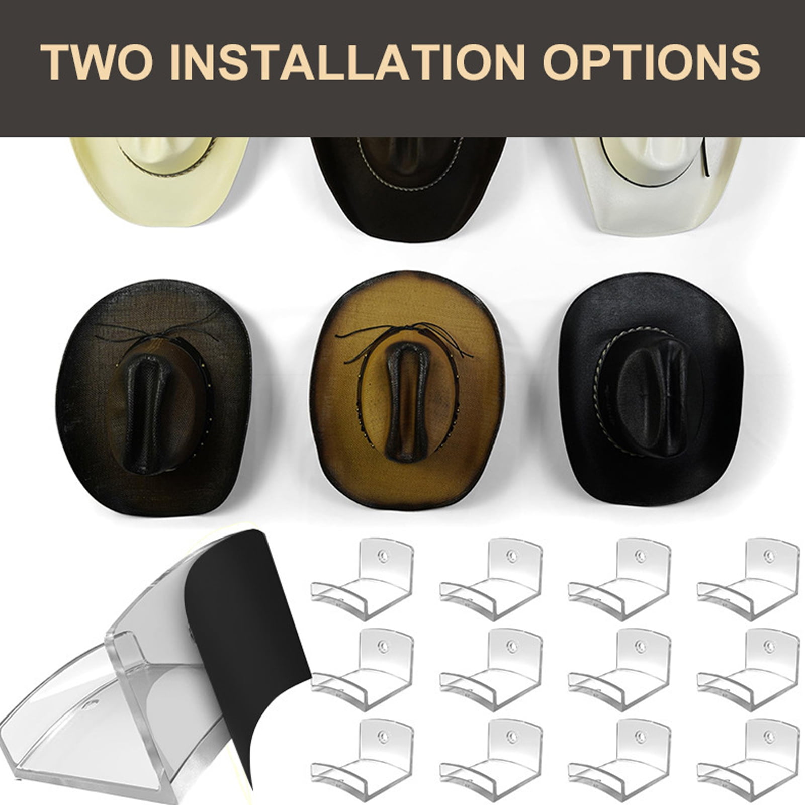 sunsanly Cowboy Hat Wall Hook Adhesive Screw Mount Heavy Duty Acrylic ...