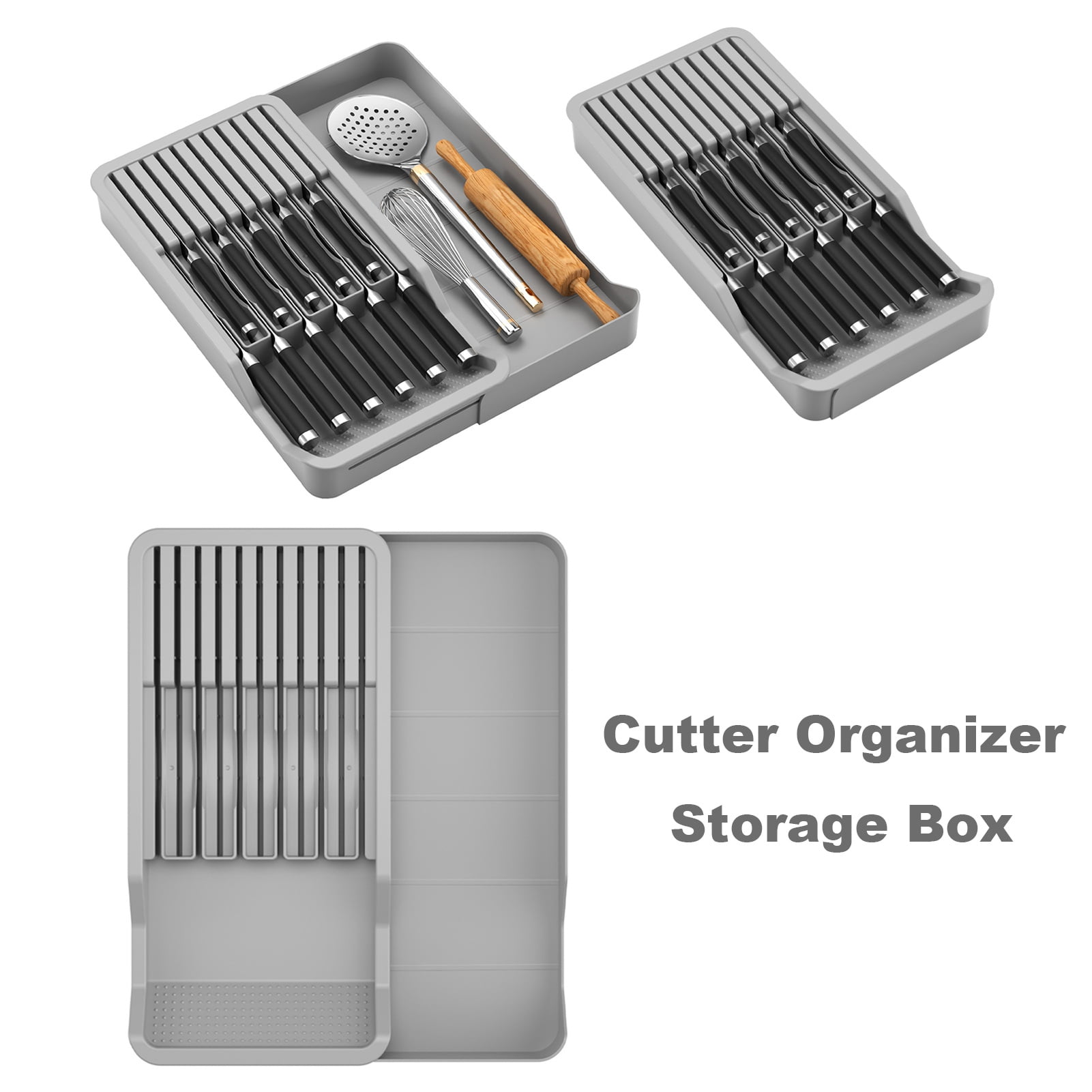 sunsanly Cutter Organizer Storage Drawer Expandable Kitchen Box for 11 ...