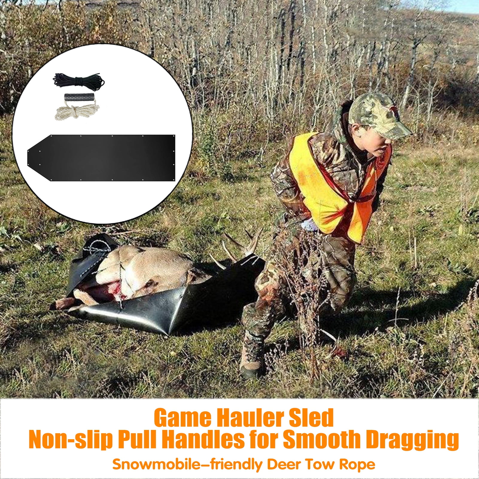 sunsanly Deer Drag Sled with Heavy Duty Deer Drag Strap And Rope Deer ...