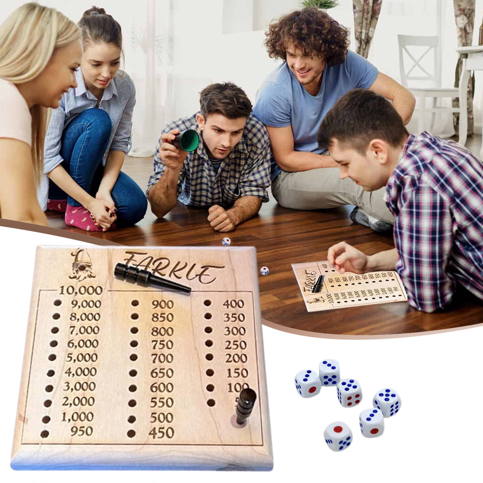 sunsanly Dice Tray Set Classic Dice Game with Wood Tray Test Your Luck ...