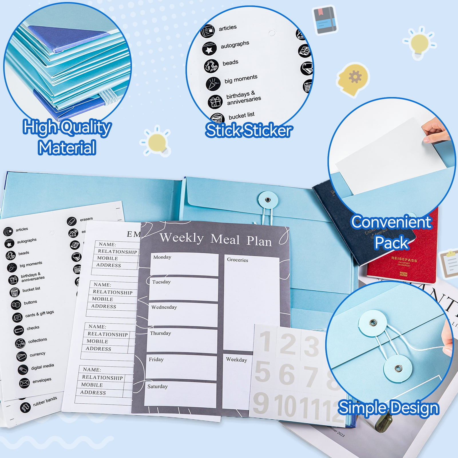 sunsanly Document Storage Bag Document Organizer Binder A4/Legal Size ...