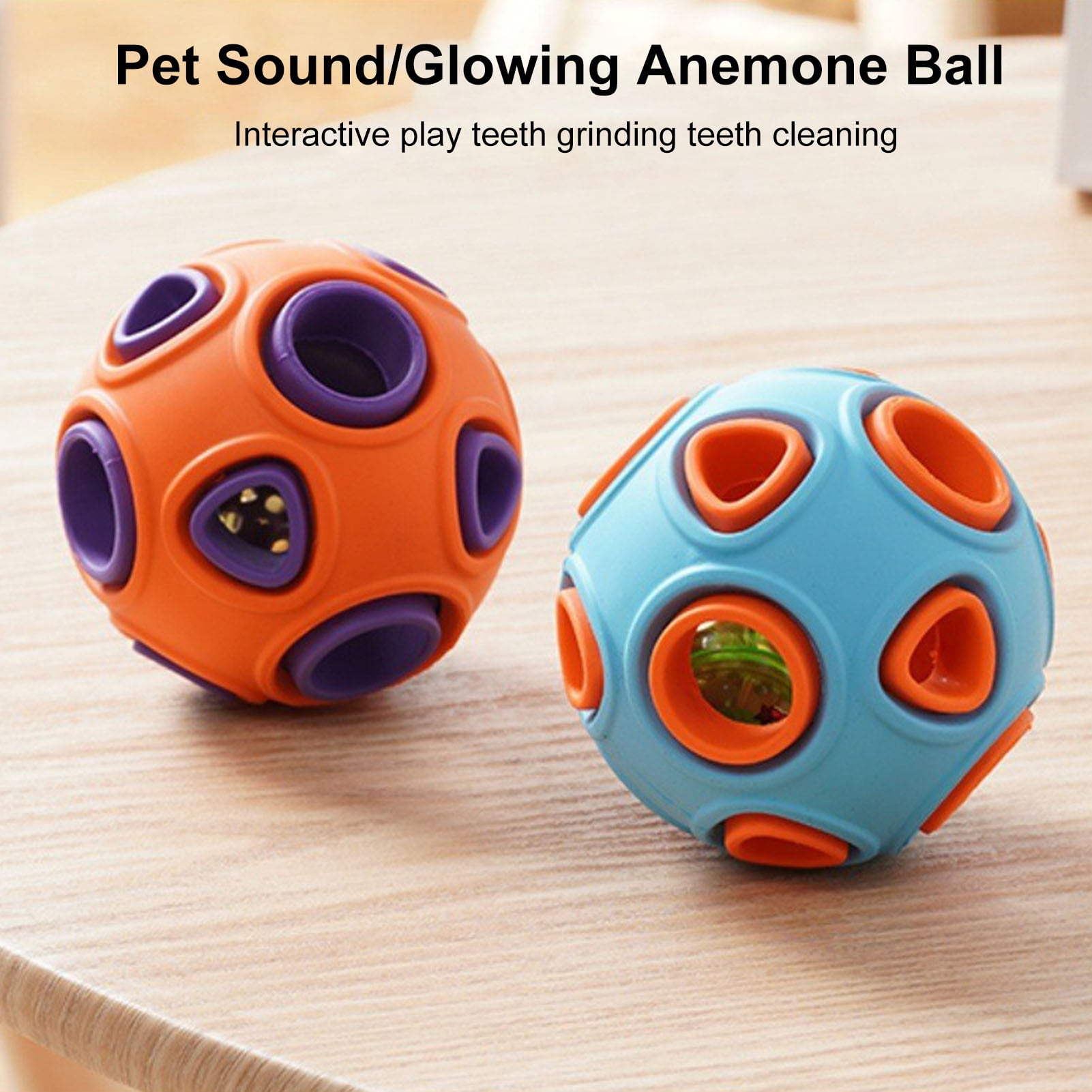 sunsanly Dog Balls with Bell Sound Rubber Bouncy Fetch Ball Chew ...