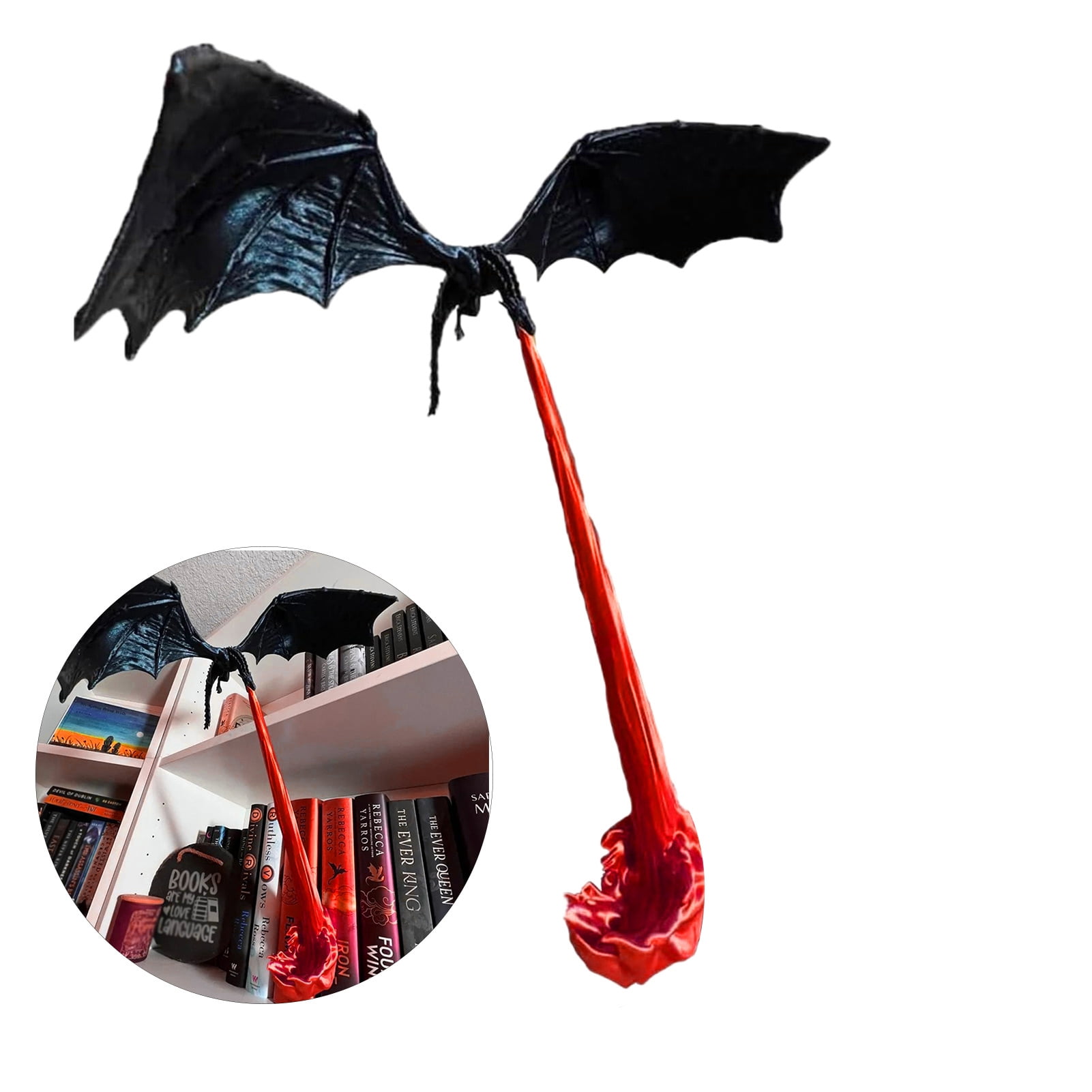 sunsanly Dragon Flame Book Nook Halloween Gothic Flying Dragon Bookend ...
