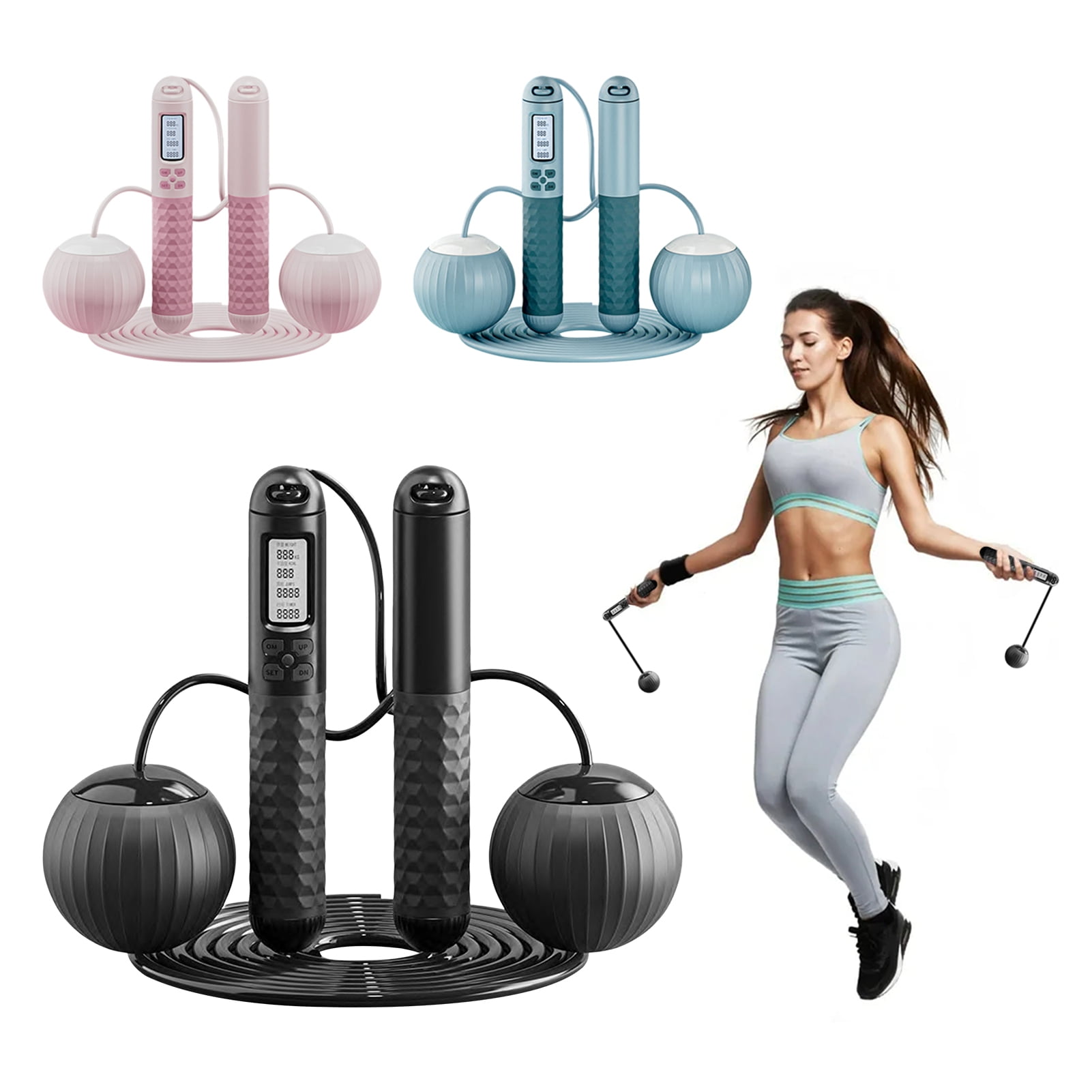 sunsanly Electric Skipping Rope with Counter Steel Wire Rope Weighted ...