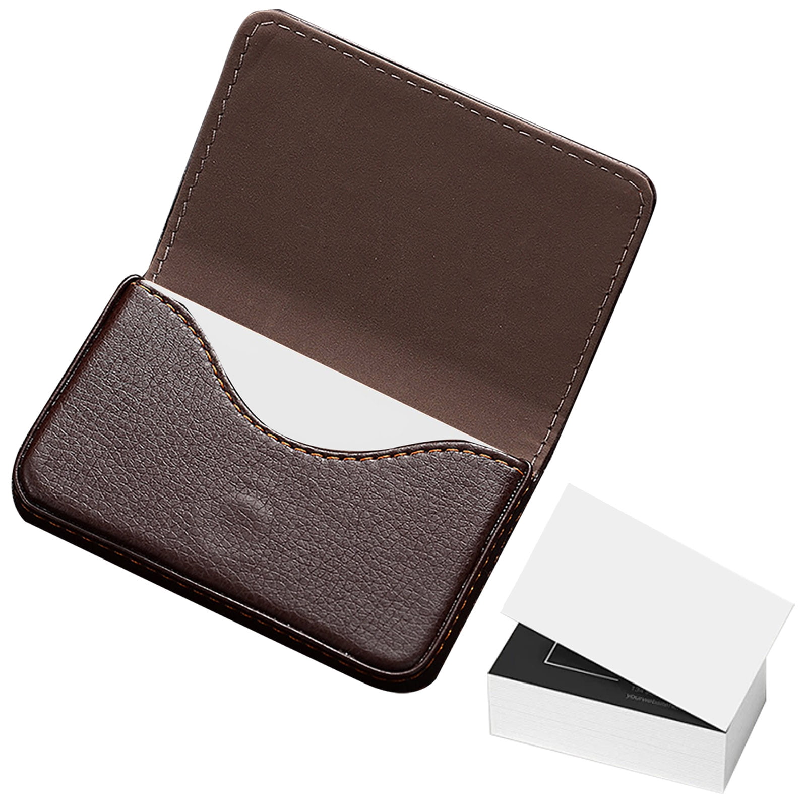 sunsanly Faux Leather Business Card Holder with Magnetic Closure Slim ...