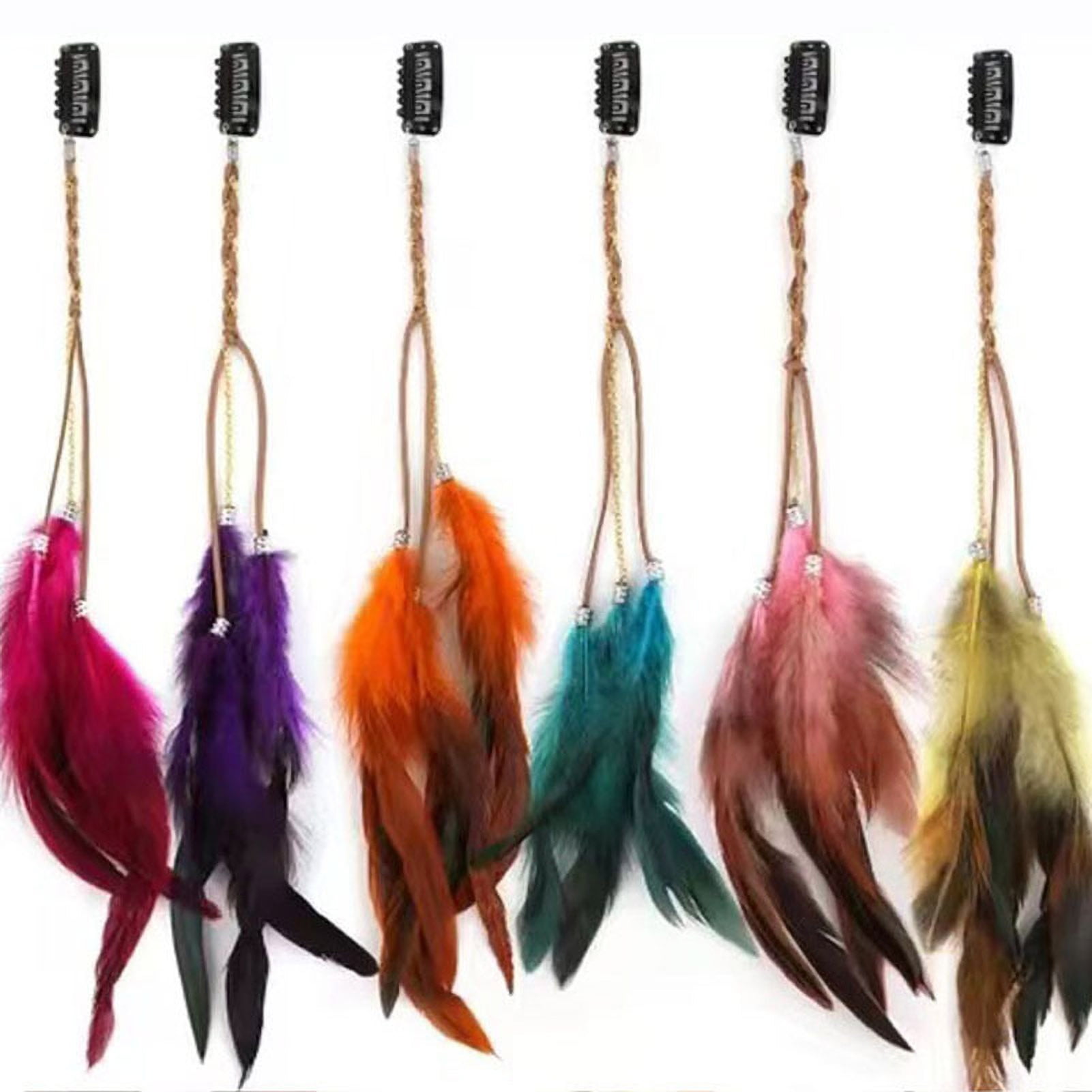 sunsanly Feather Hair Pin Colorful Leather Long Tassel Hair Clip Easy ...