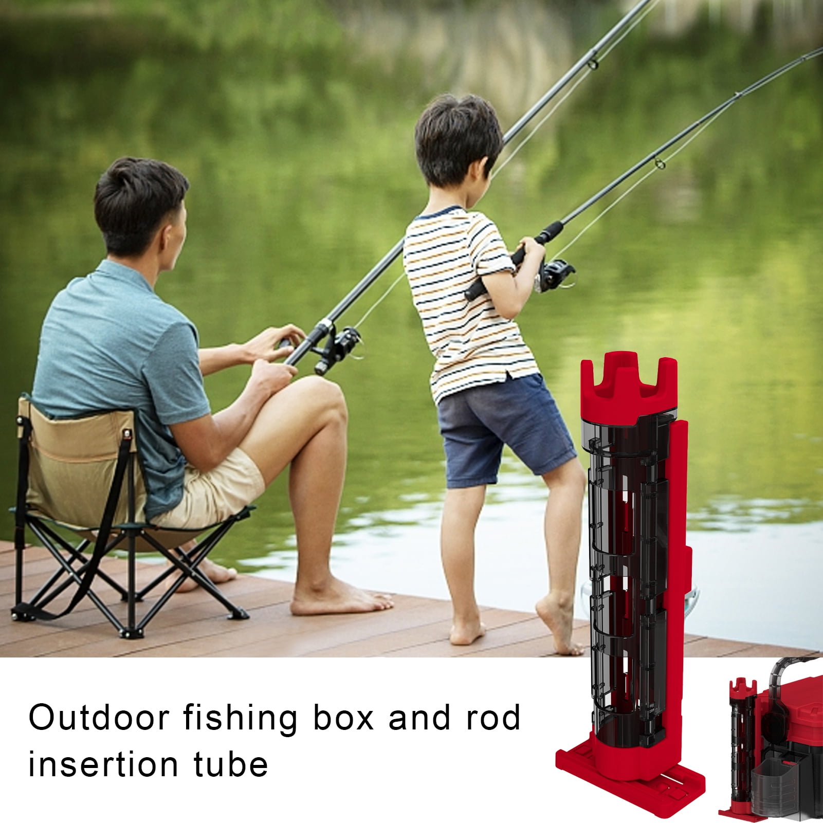sunsanly Fishing Box Rod Holder Portable Movable Base Detachable ...