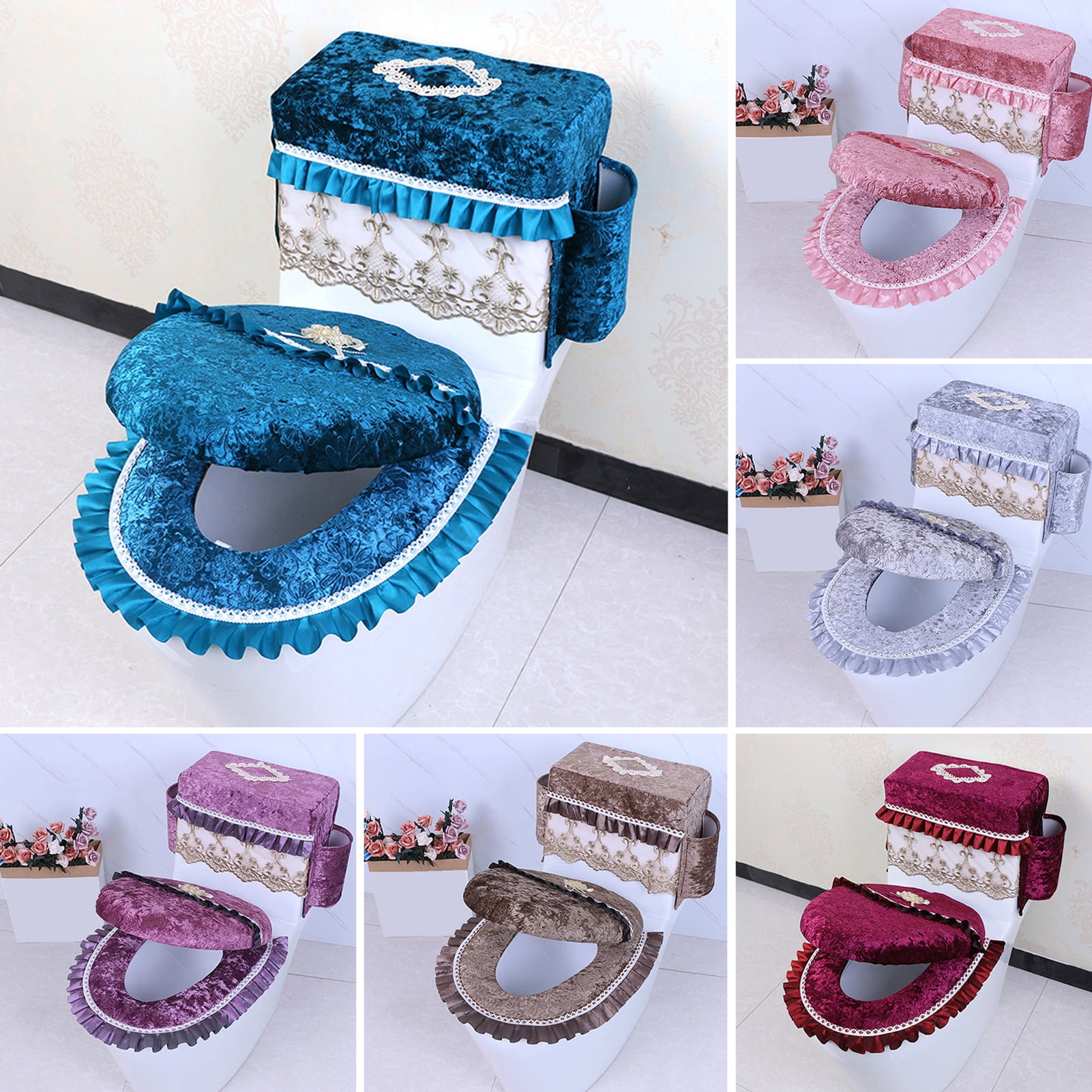 sunsanly Flannel Toilet Tank Cover Ultra Plush Toilet Lid Cover with ...