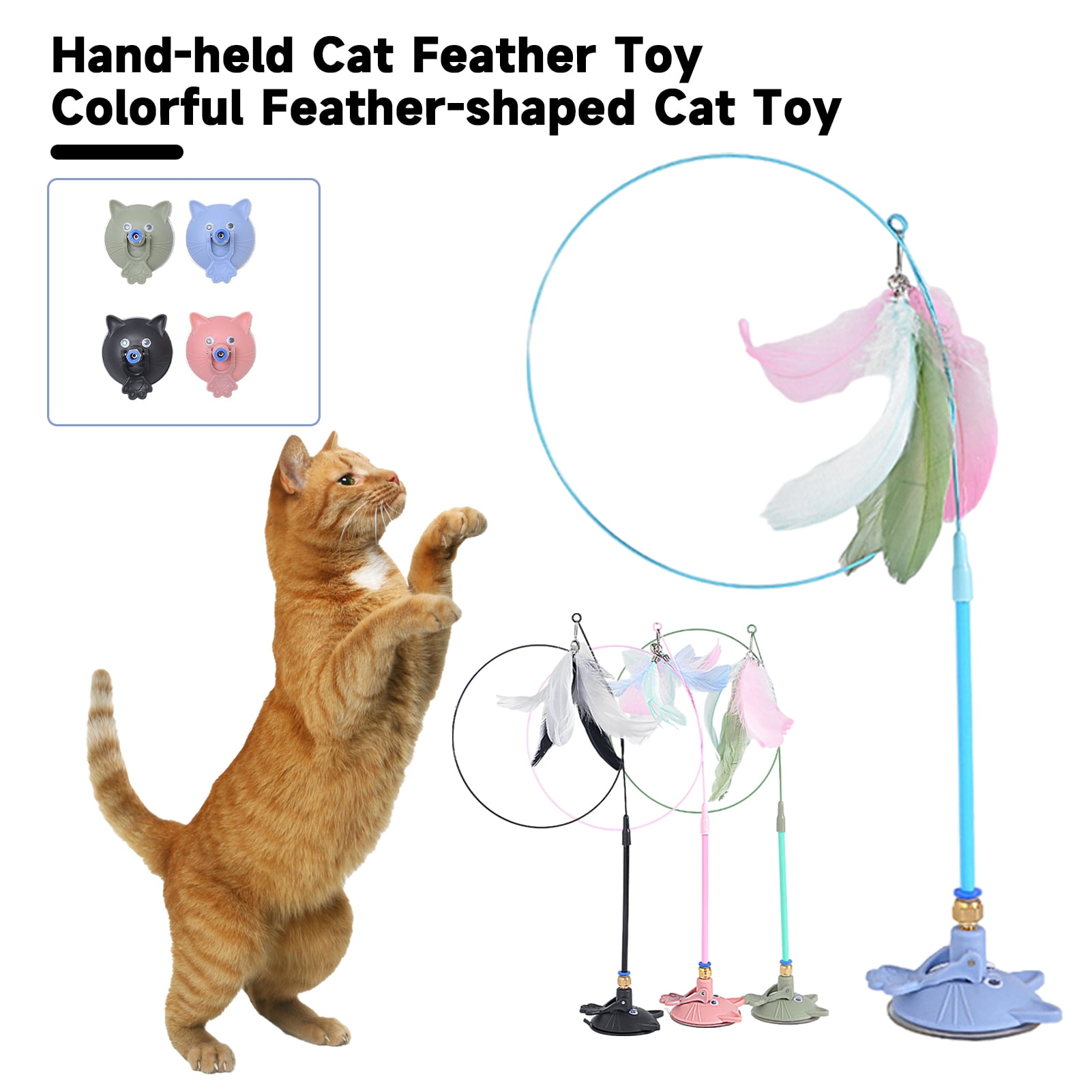 sunsanly Funny Cat Stick Toy with Detachable Teaser Wand And Sucker ...