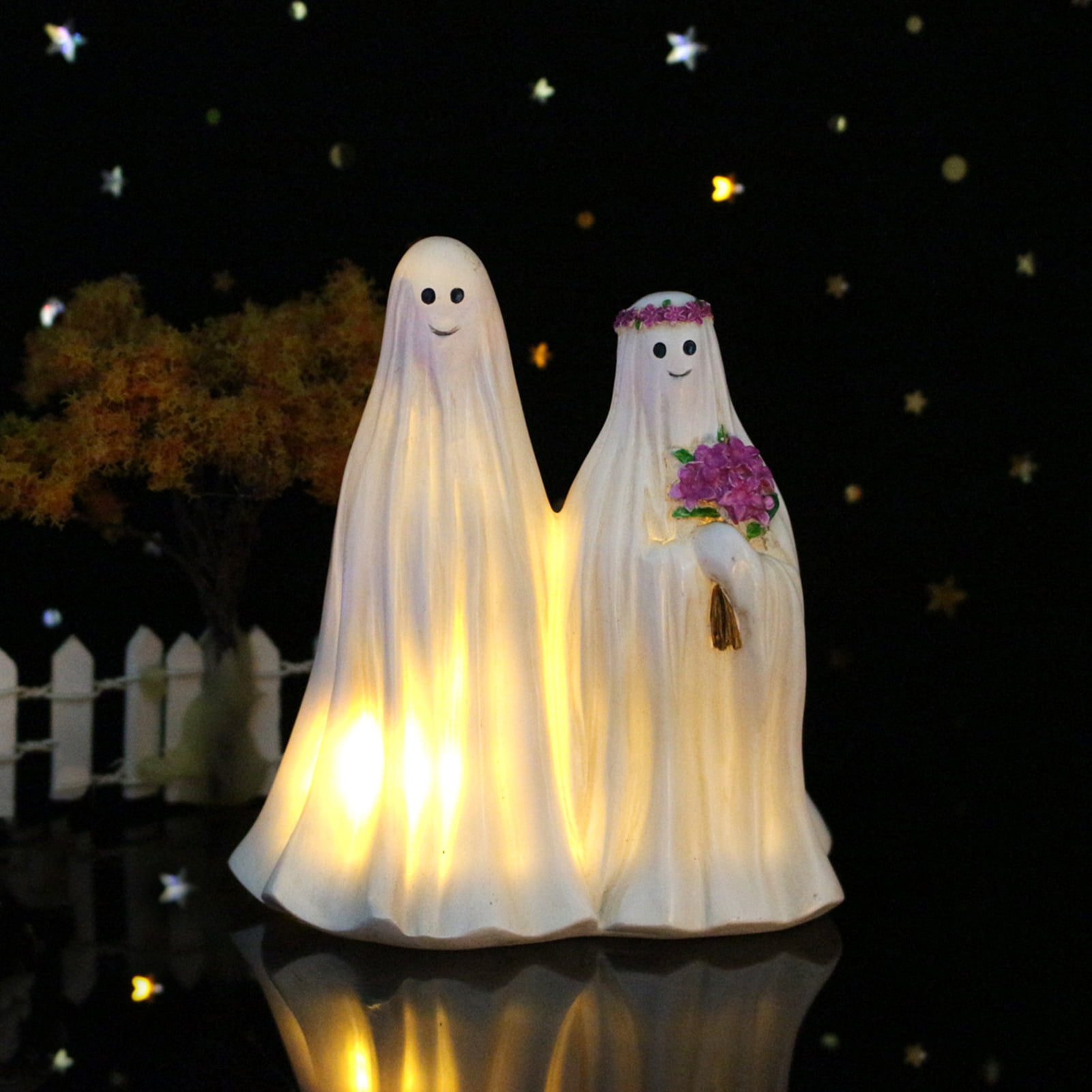 sunsanly Ghost Bride Groom Figurine Halloween White Ghost Mold Resin ...