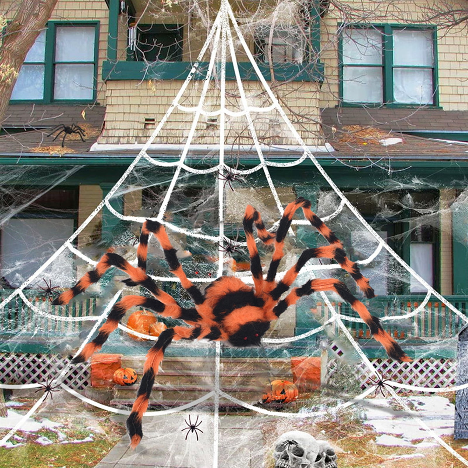 sunsanly Giant Halloween Hairy Spider with Red Eyes Scary Realistic ...