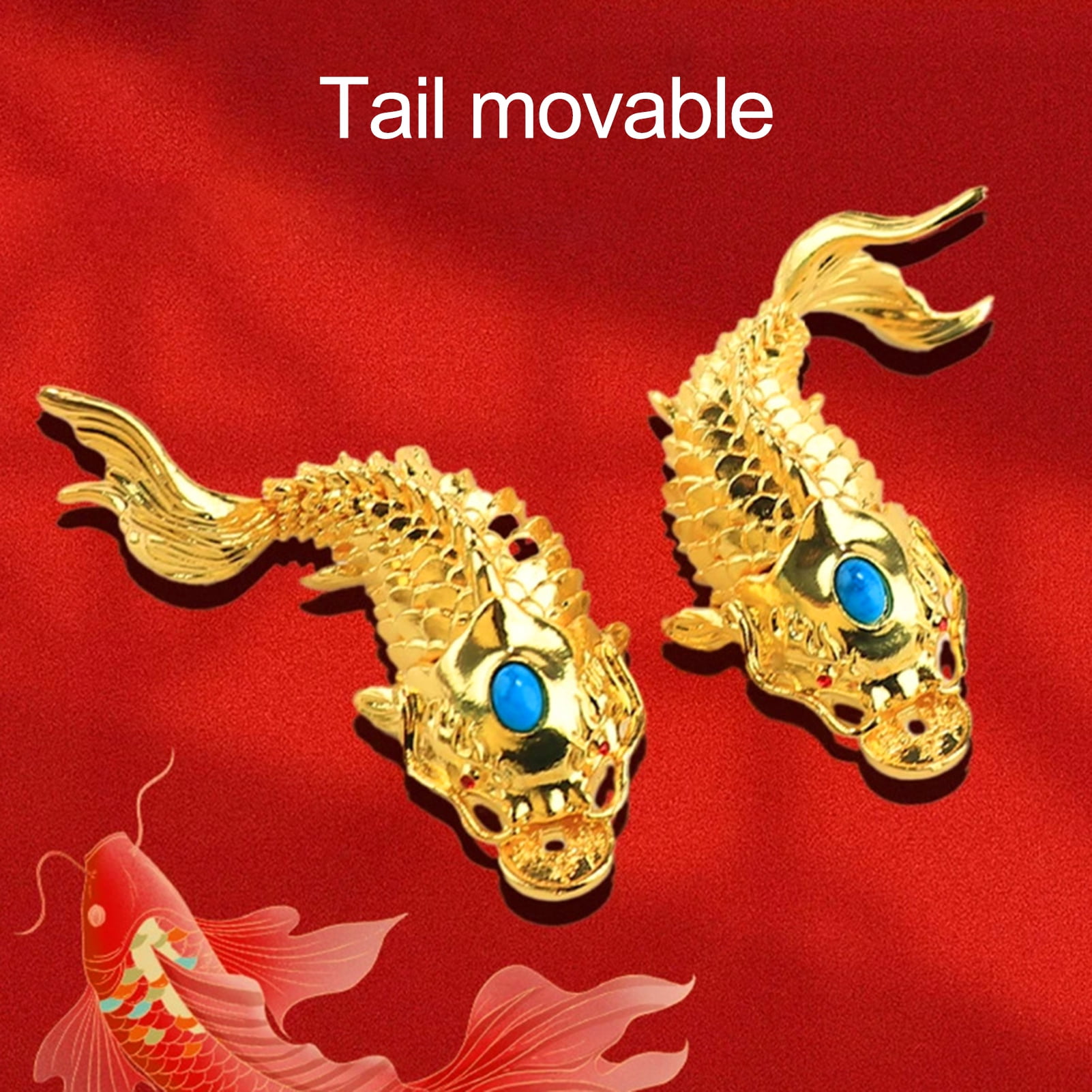 sunsanly Golden Chinese Dragon Fish Figurine Bring Fortune Movable ...