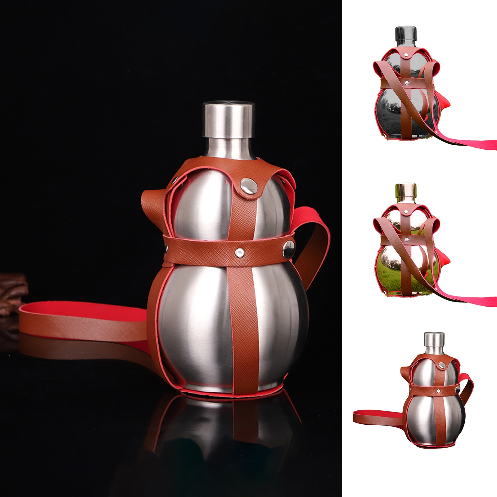 sunsanly Gourd Water Bottle 1500ml Stainless Steel Gourd Kettle Large ...