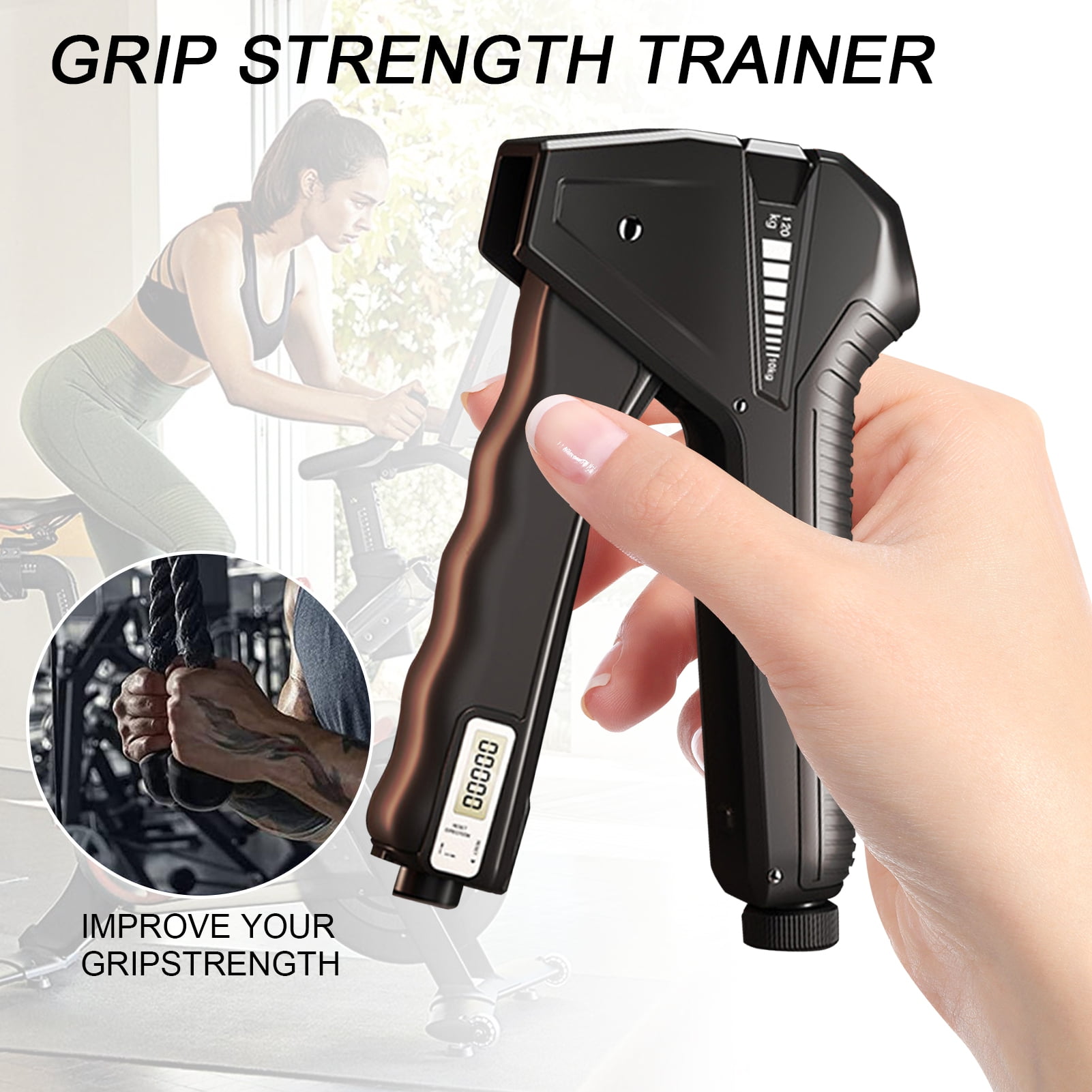 sunsanly Grip Strength Trainer with Counter 10-120KG Adjustable Men ...