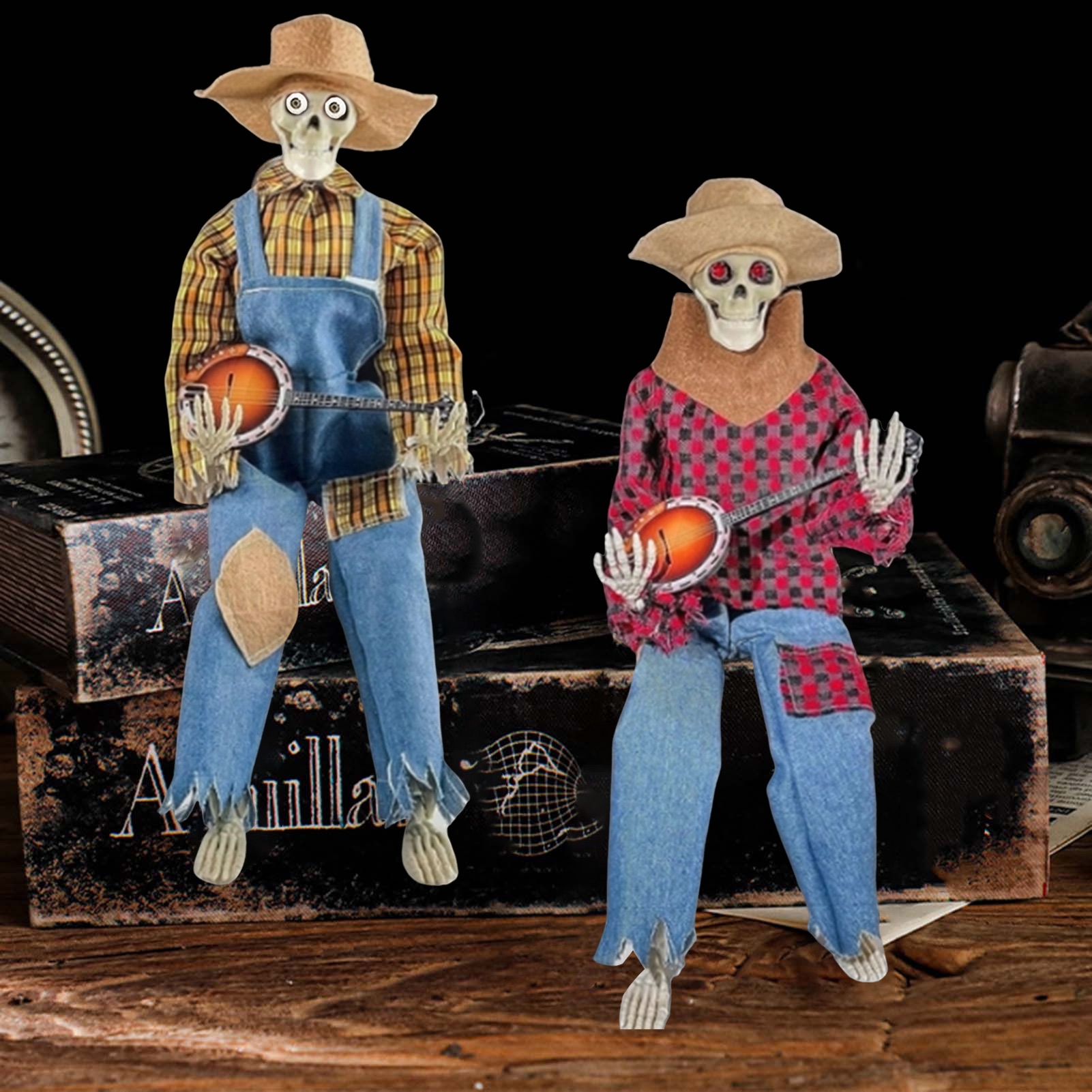 sunsanly Halloween Animated Banjo Skeleton Spooky Skeleton Playing ...