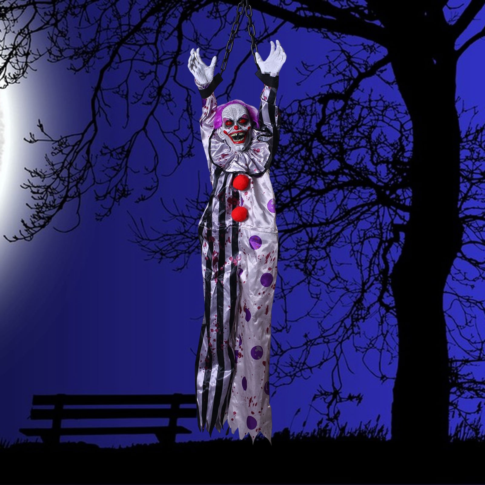 sunsanly Halloween Animatronics Standing Clown Decoration with Spooky ...