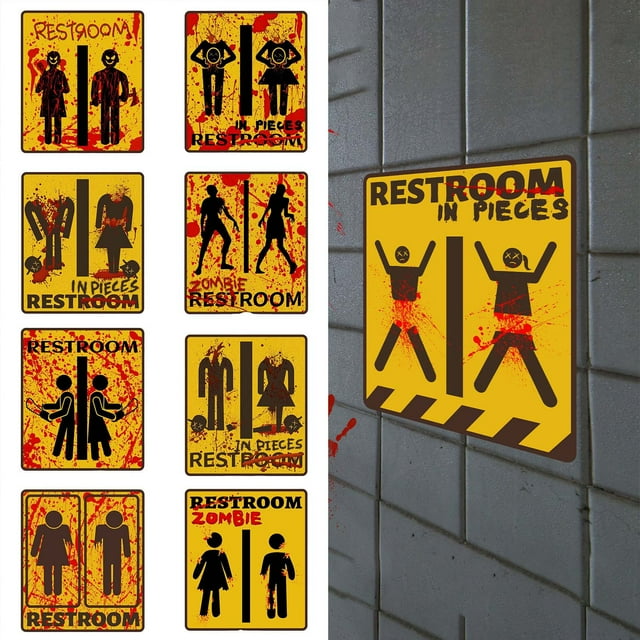 sunsanly Halloween Creepy Restroom Sign Sticker Removable Waterproof ...