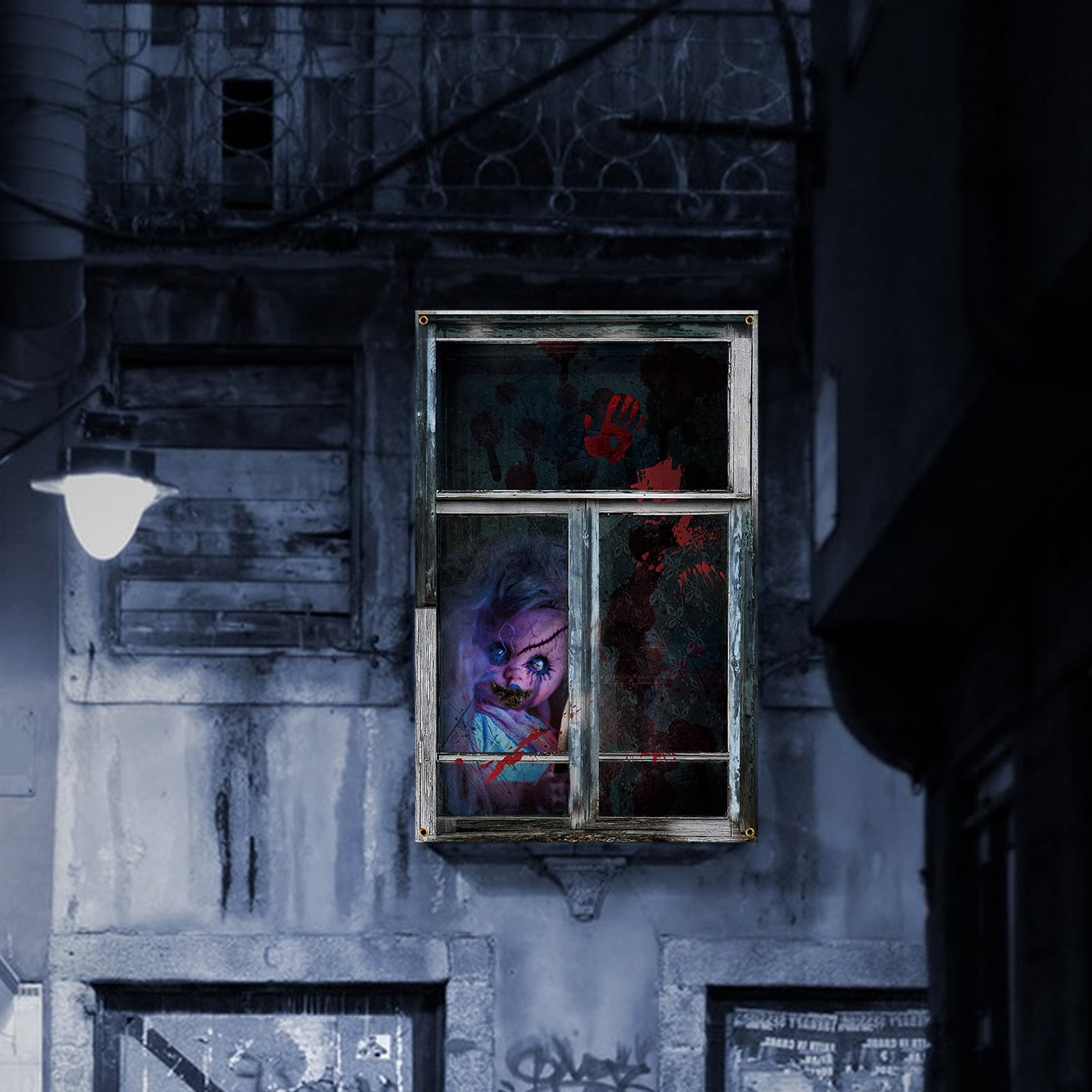 sunsanly Halloween Curtain Decoration Blood Window Cover Scary ...