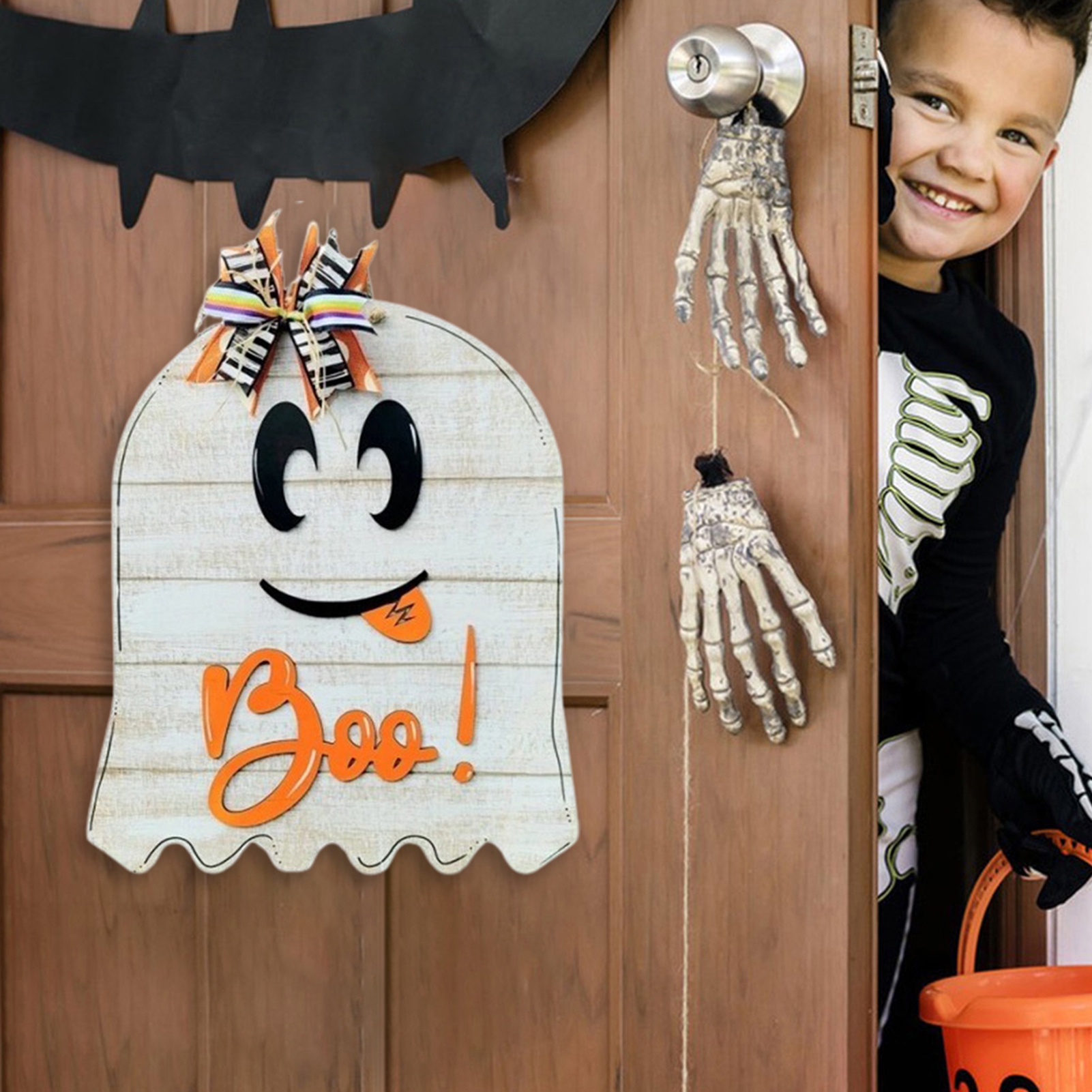sunsanly Halloween Ghost Welcome Door Sign Indoor Outdoor Garden Front ...