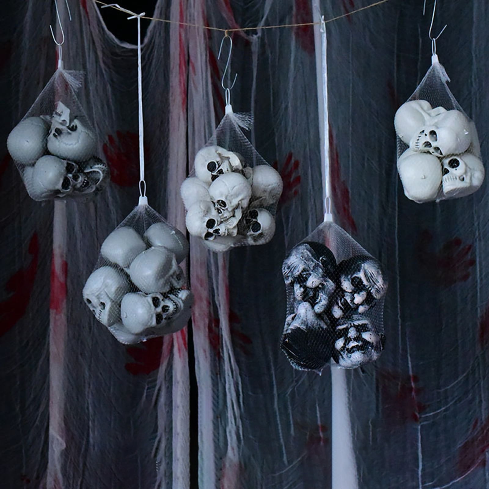 sunsanly Halloween Skulls Pendant Realistic Hanging Human Skeleton Head ...