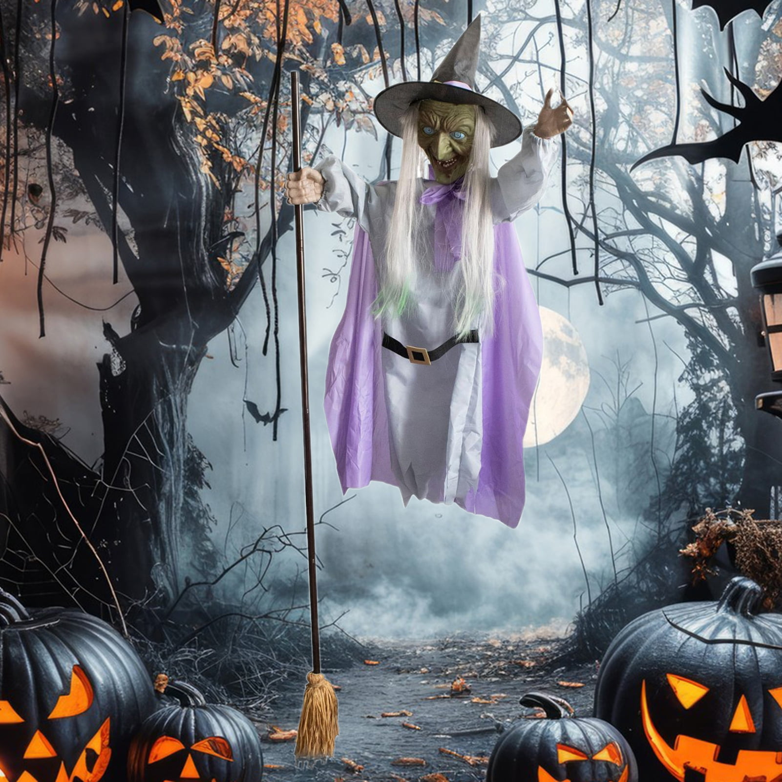 sunsanly Halloween Witch Decoration Outdoor Large Flying Witch with ...