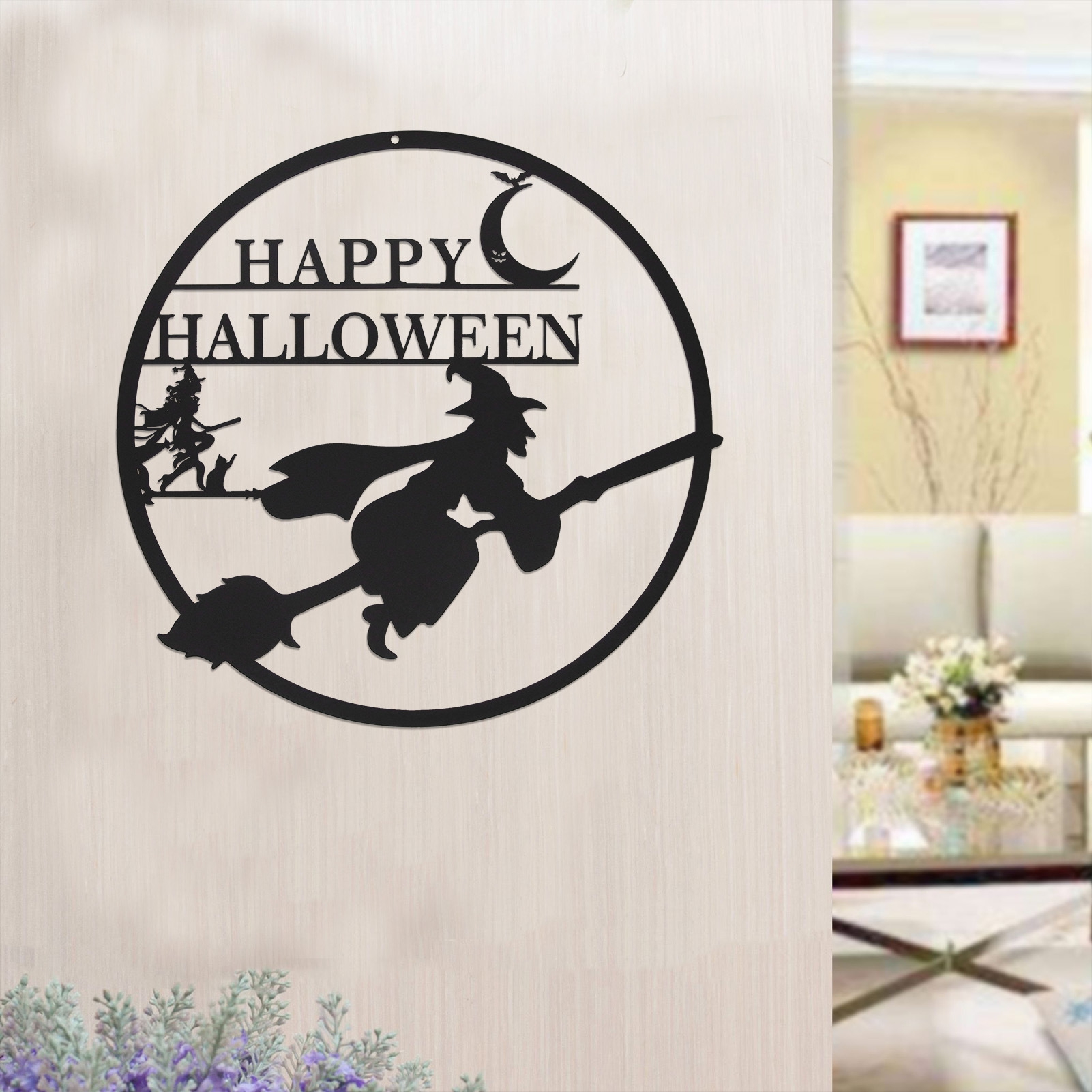 sunsanly Halloween Witch Metal Wall Decoration Home Office Living Room ...