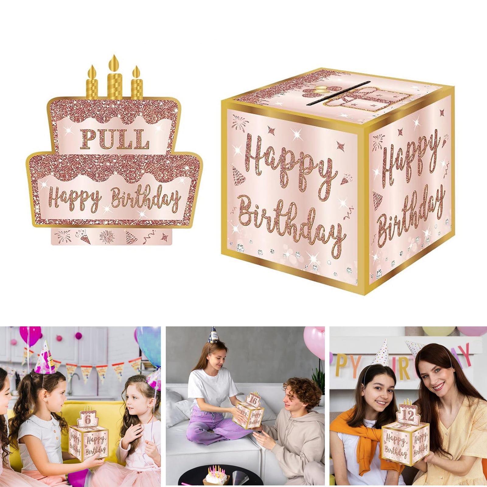 sunsanly Happy Birthday Money Gift Box Kit with DIY Stickers Birthday ...