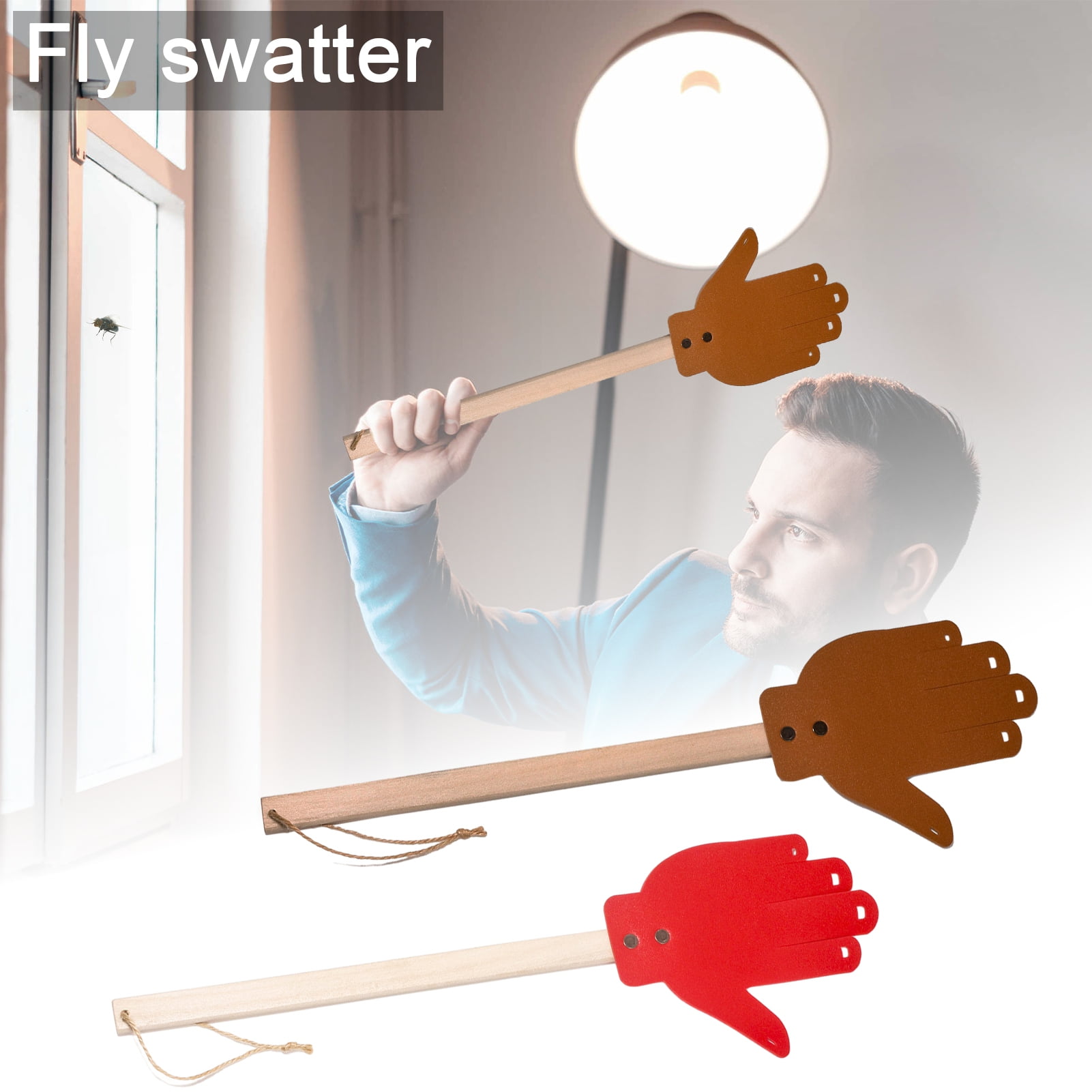 sunsanly Heavy Duty Faux Leather Fly Swatter with Wood Handle Efficient ...