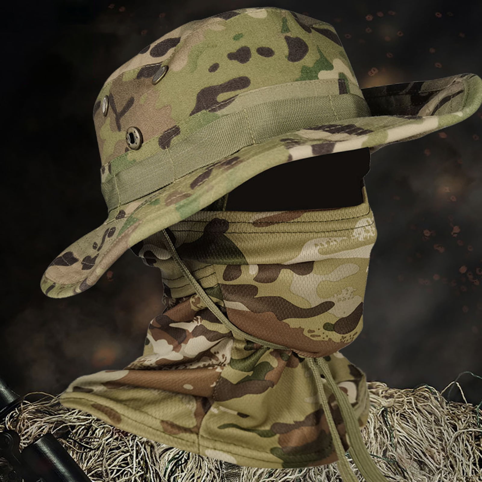 sunsanly Hiking Hat Cooling Neck Gaiter Face Visor Boonie Hat Set ...